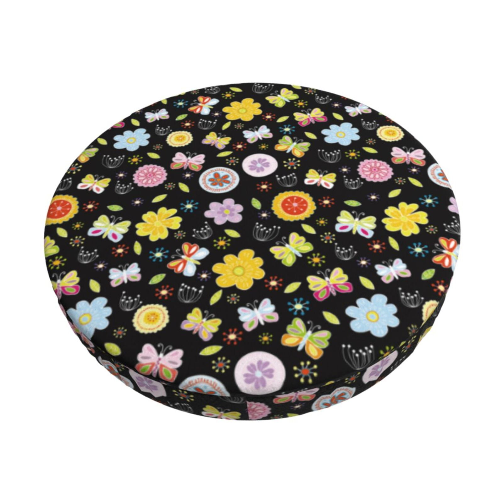 Derioi Flower Butterfly for Round Bar Chair Cushion Cover Round Stool ...