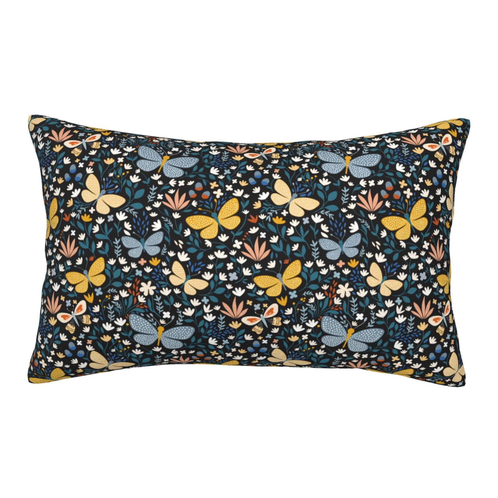 Derioi Flowers Butterfly for Double-sided Pillow Cover with Concealed ...