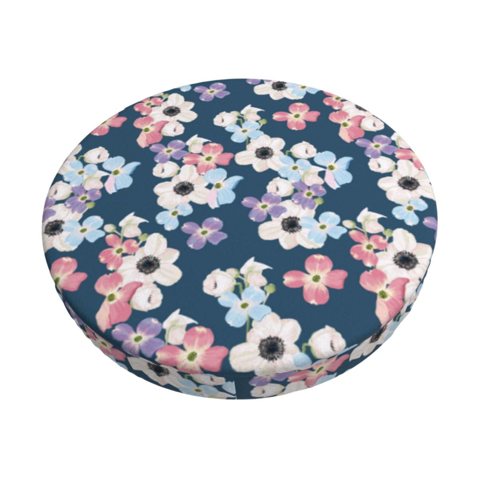 Derioi Flowers for Round Bar Chair Cushion Cover Round Stool Cover ...