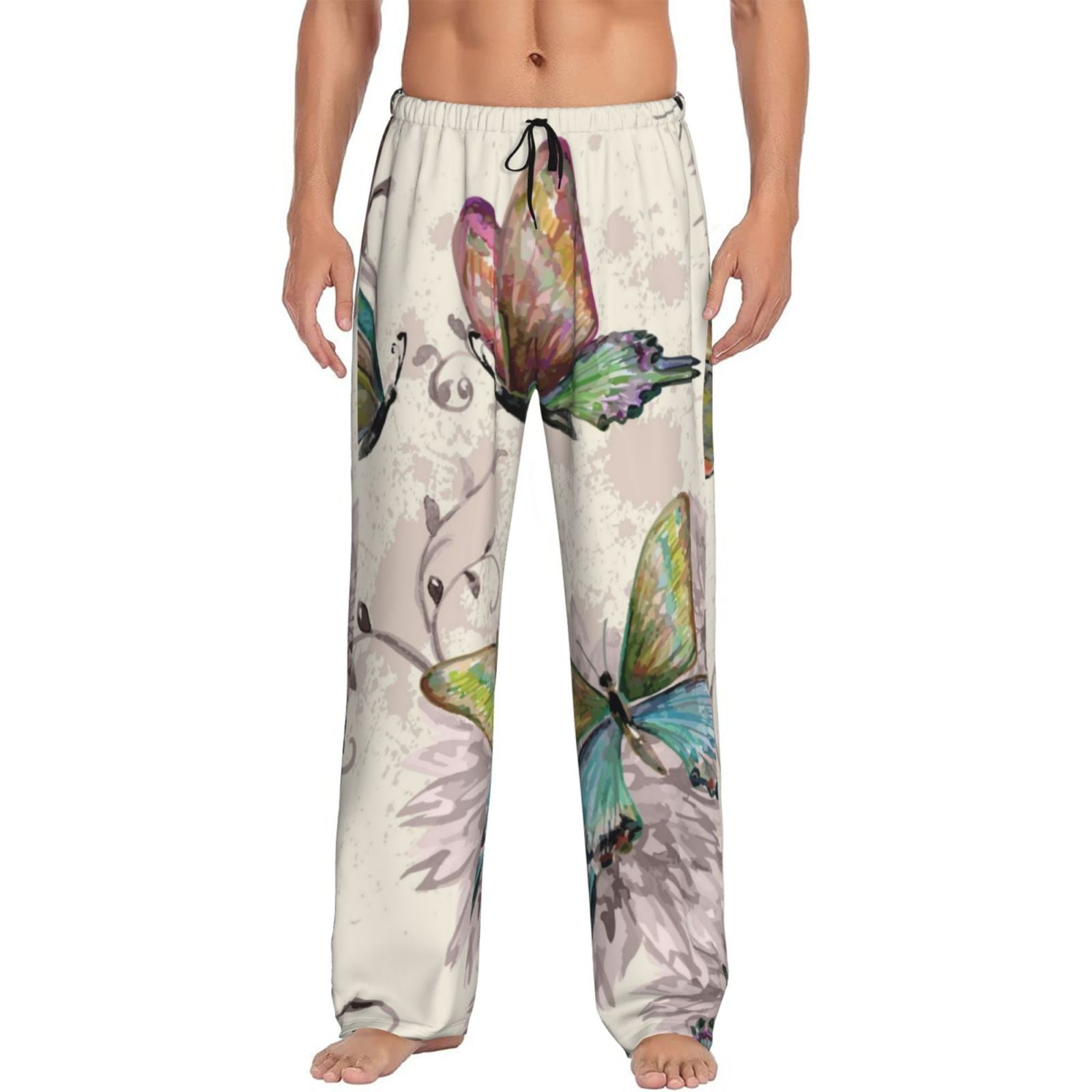 Derioi Flying Butterflies-1 for Men's Pajama Pants with Pockets and Drawstring Lounge Pants ...