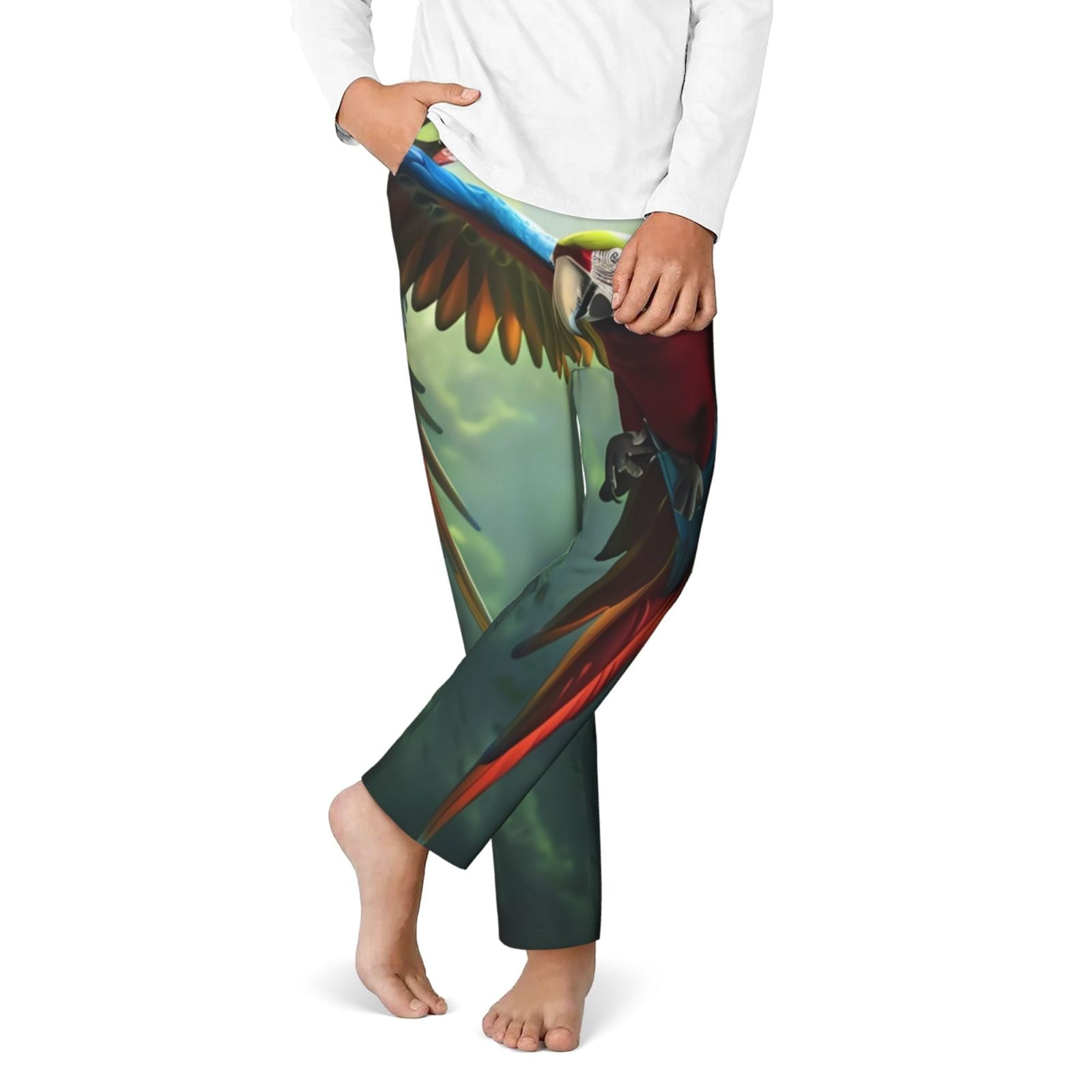 Derioi Flying Parrots In Jungle for Pajama Pants Men Elastic Waistband ...