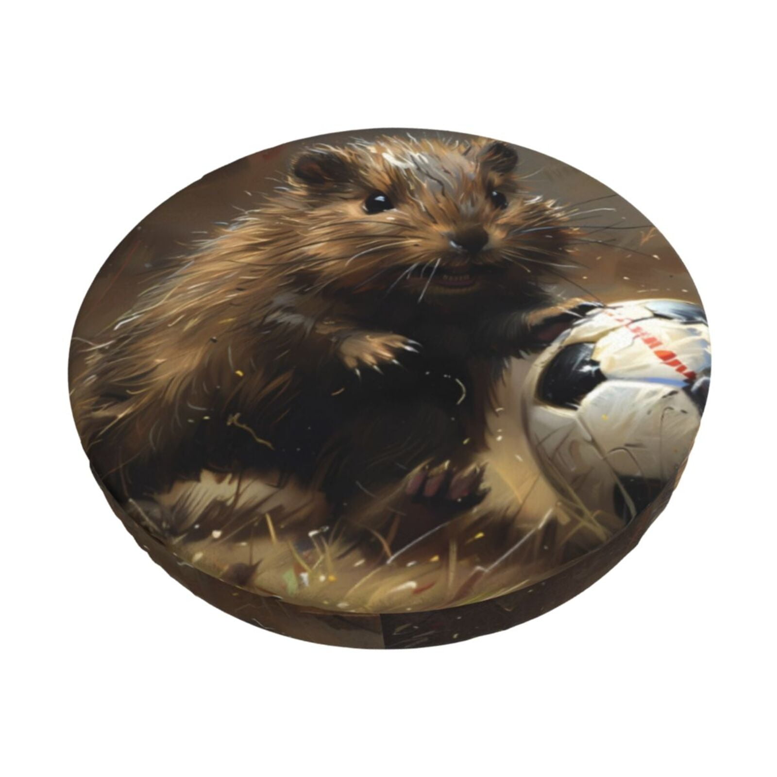Derioi Football Loving Hamster for Round Bar Chair Cushion Cover Round ...