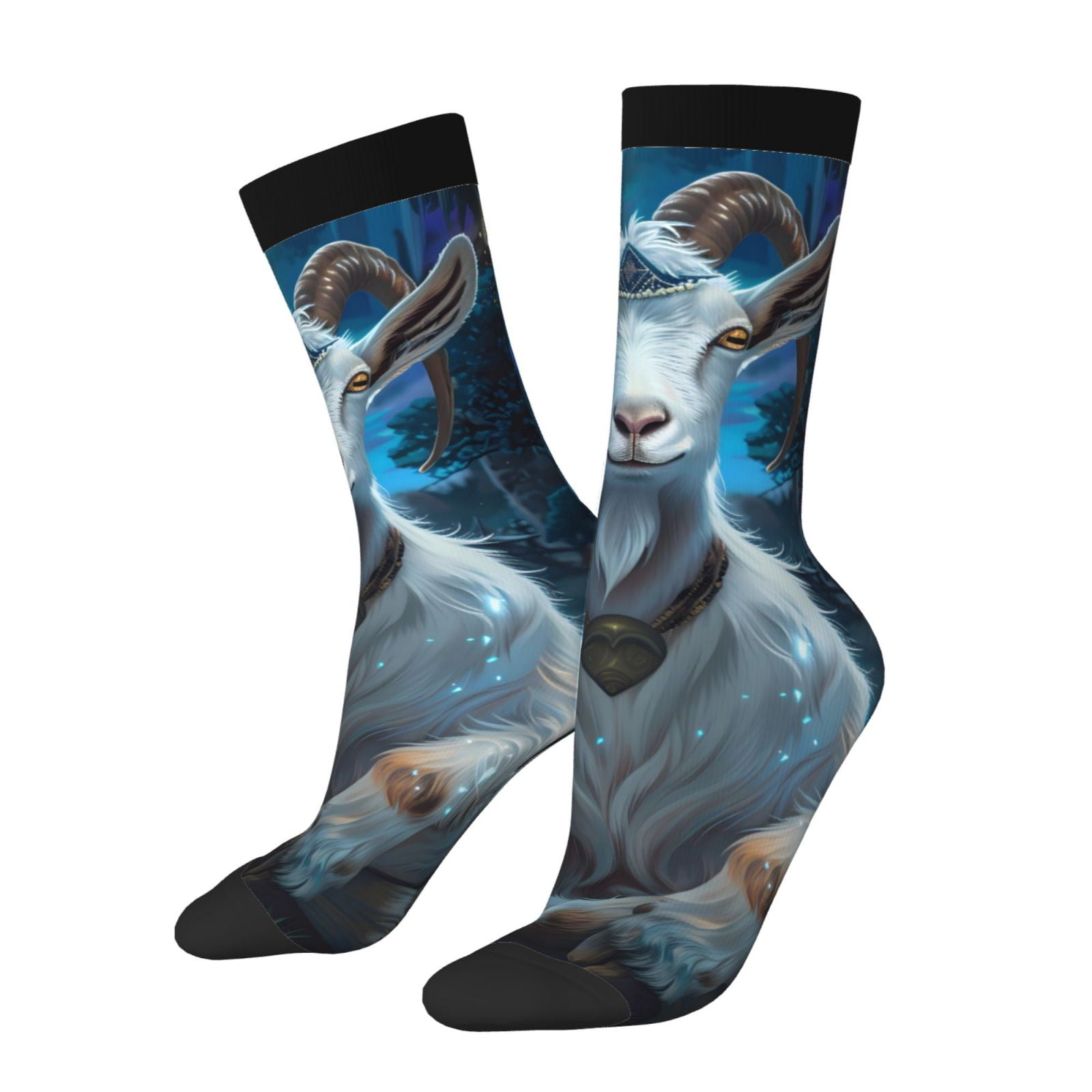Derioi Forest Meditating Goat Printed Middle Tube Socks for Adults for ...