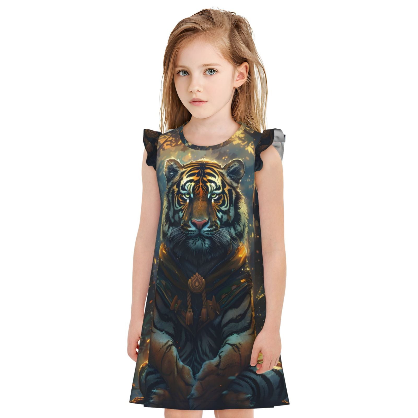 Derioi Forest Meditating Tiger for Girls Nightgowns Night Dress ...
