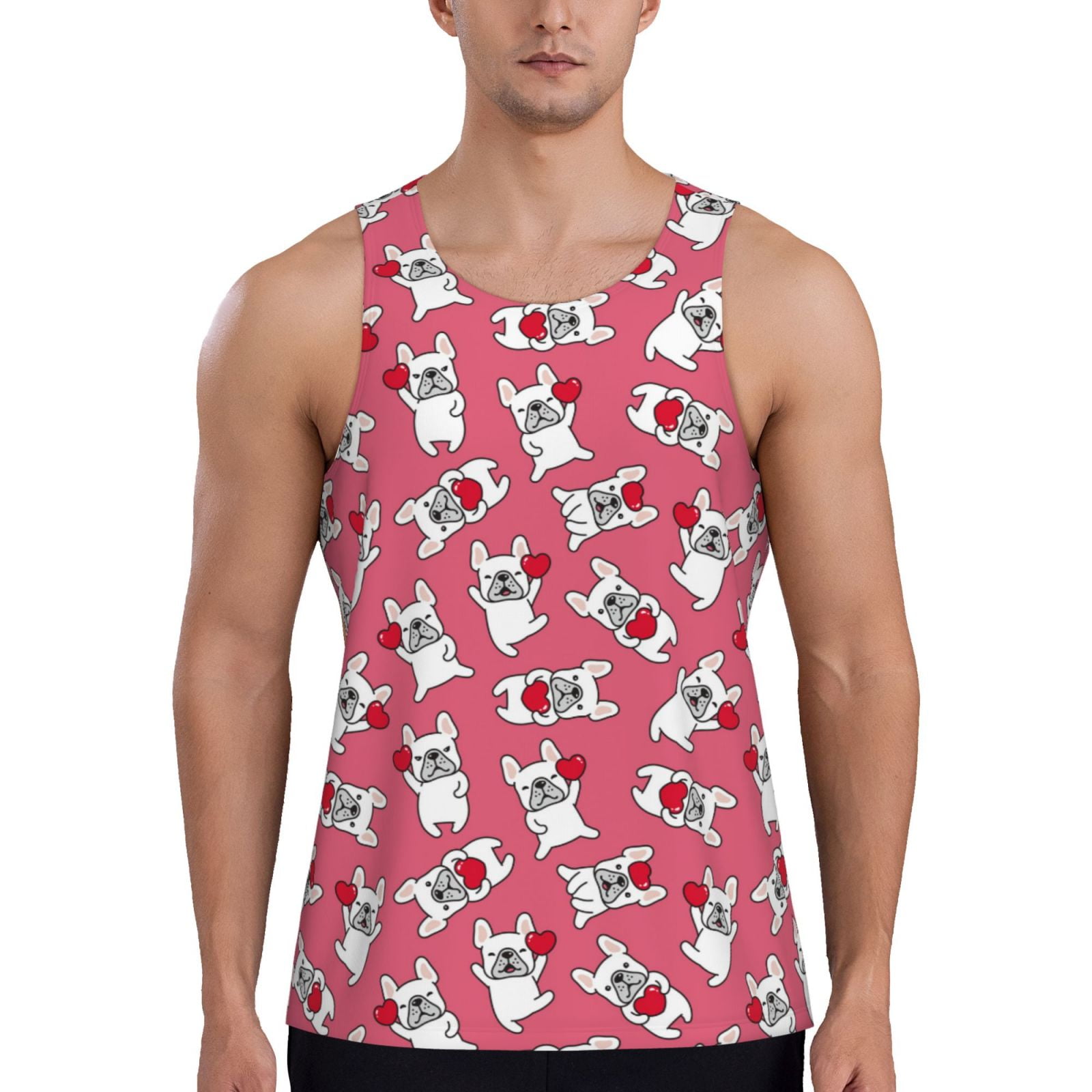 Derioi French Bulldog for Men's Workout Tank Top Muscle Gym Shirt for ...