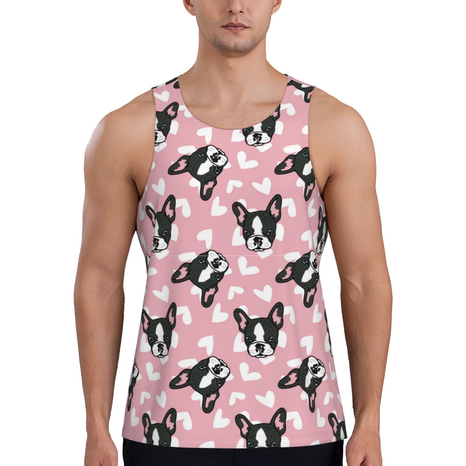 Derioi French Bulldog for Men's Workout Tank Top Muscle Gym Shirt for ...
