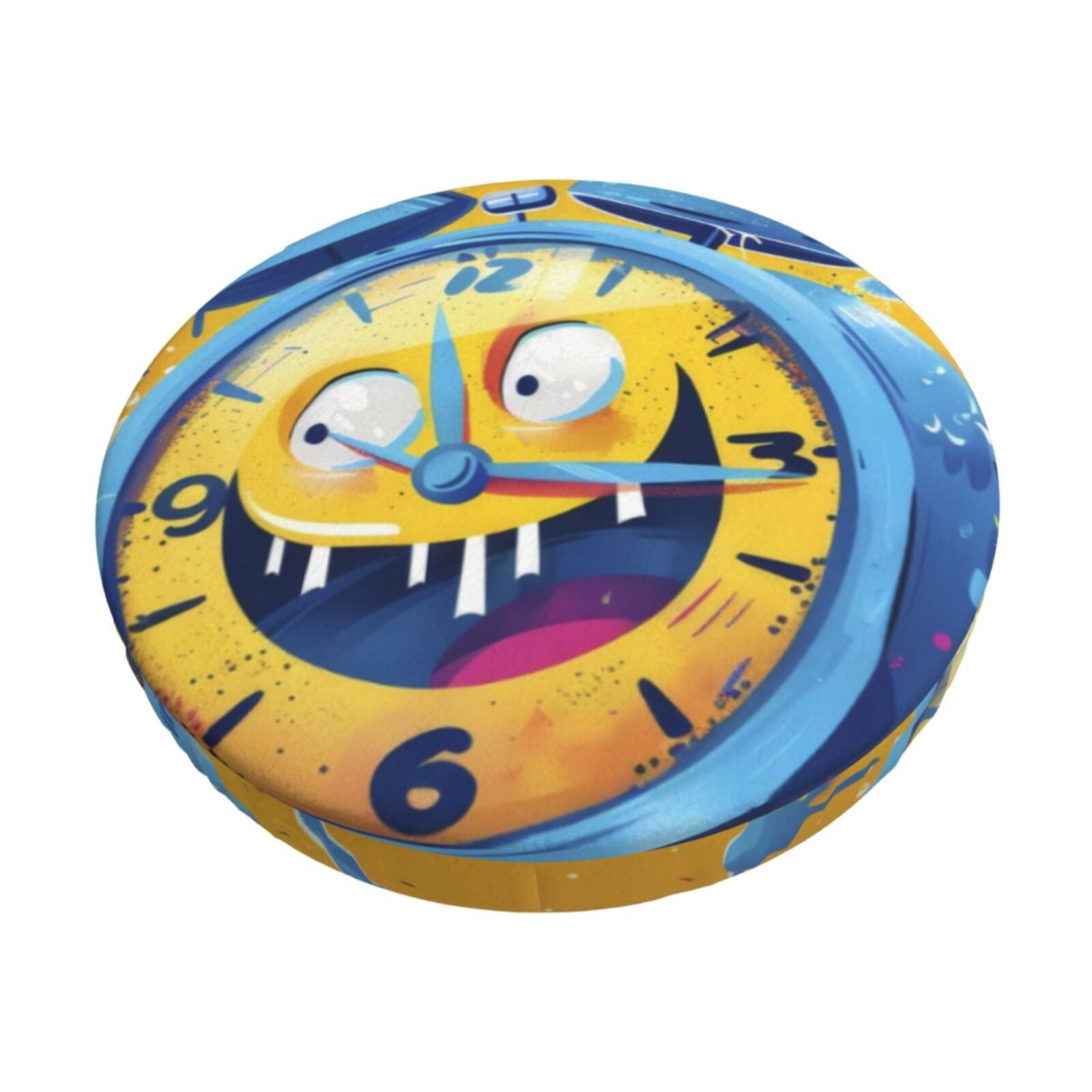 Derioi Funny Alarm Clock Illustration for Round Bar Chair Cushion Cover ...