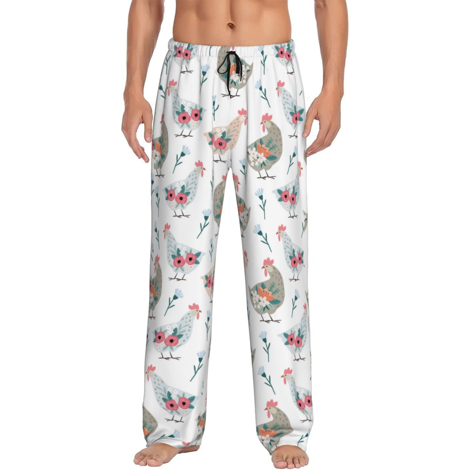 Derioi Funny Chicken for Men's Pajama Pants with Pockets and Drawstring ...