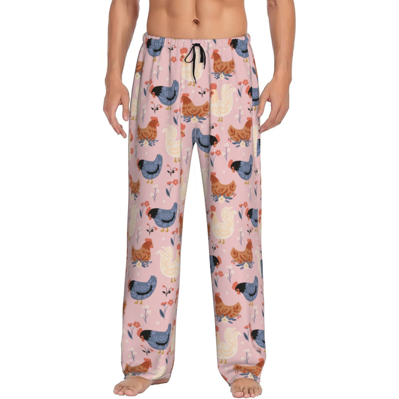 Derioi Funny Chicken for Men's Pajama Pants with Pockets and Drawstring ...