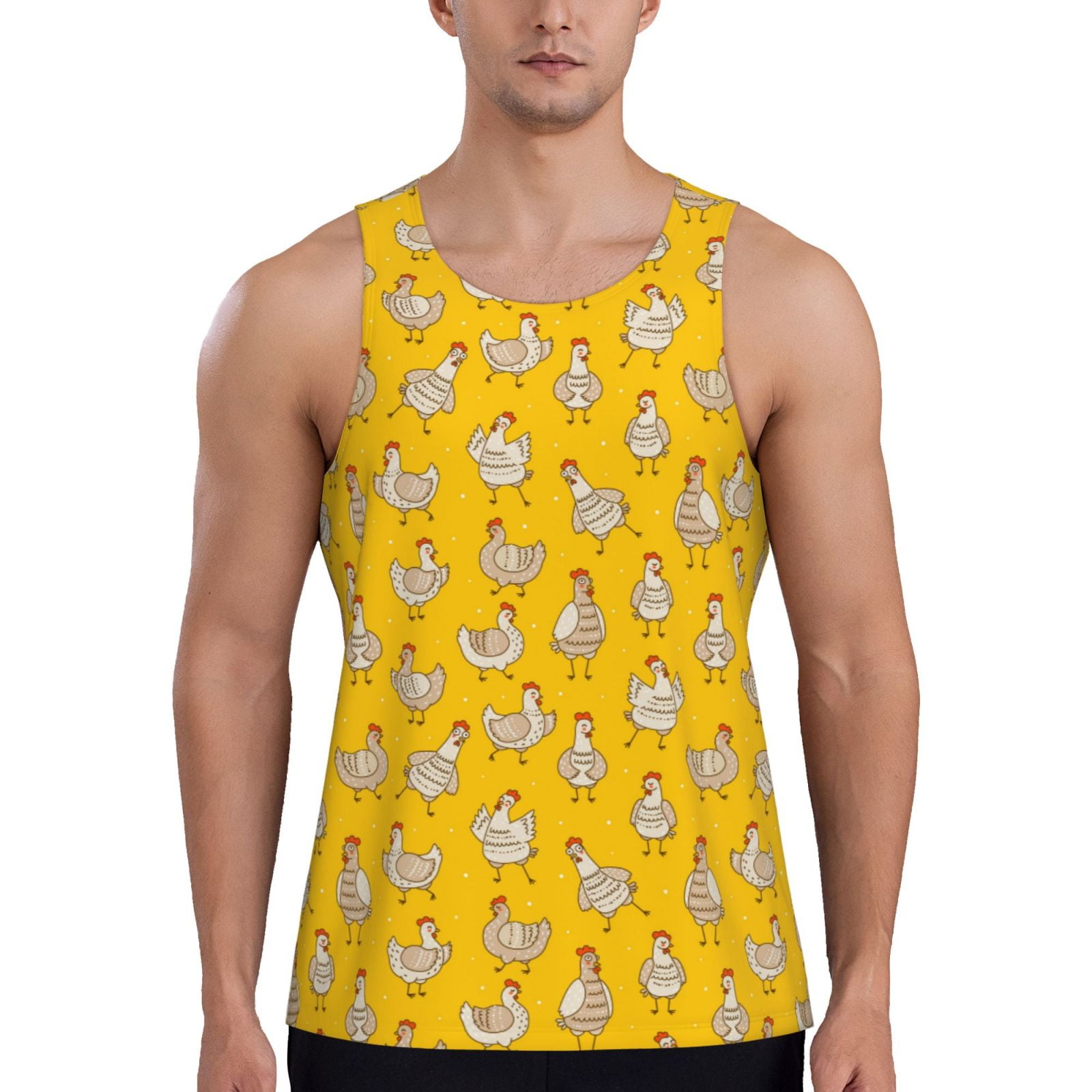 Derioi Funny Chicken for Men's Workout Tank Top Muscle Gym Shirt for ...
