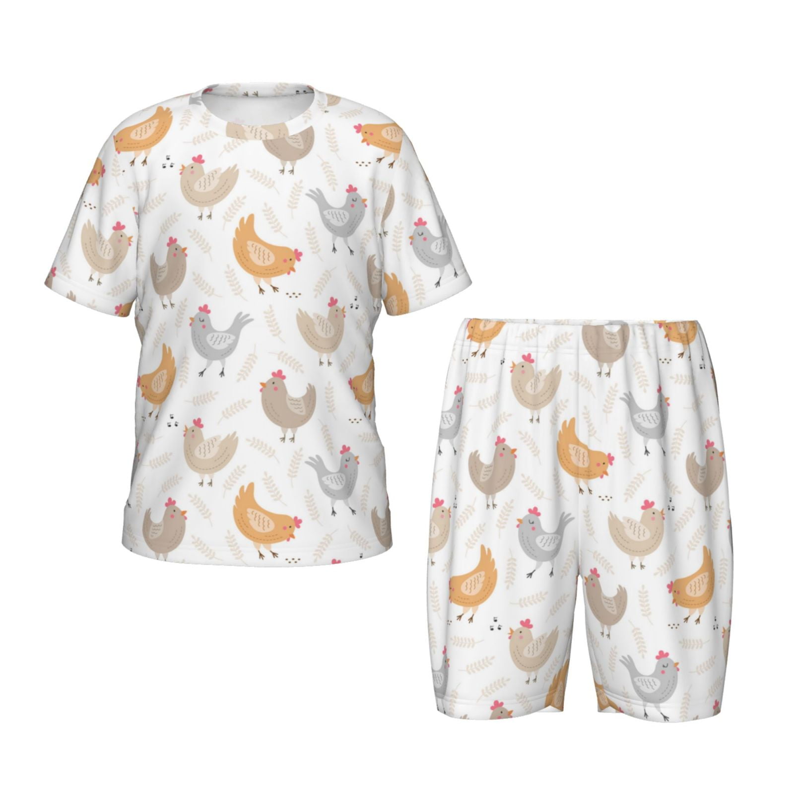 Derioi Funny Chicken for Short-Sleeved Summer Pajama Set for Girls and ...