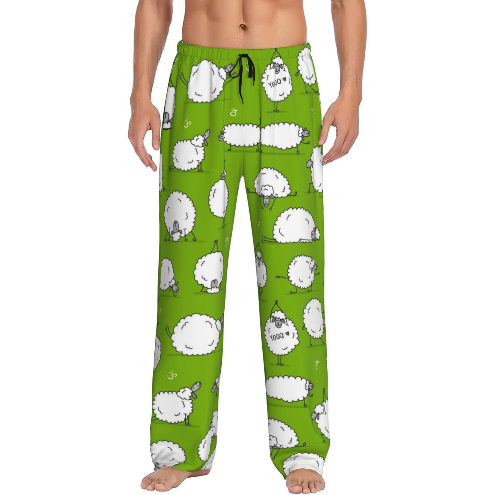 Derioi Funny Sheep Doing Yoga for Men's Pajama Pants with Pockets and ...