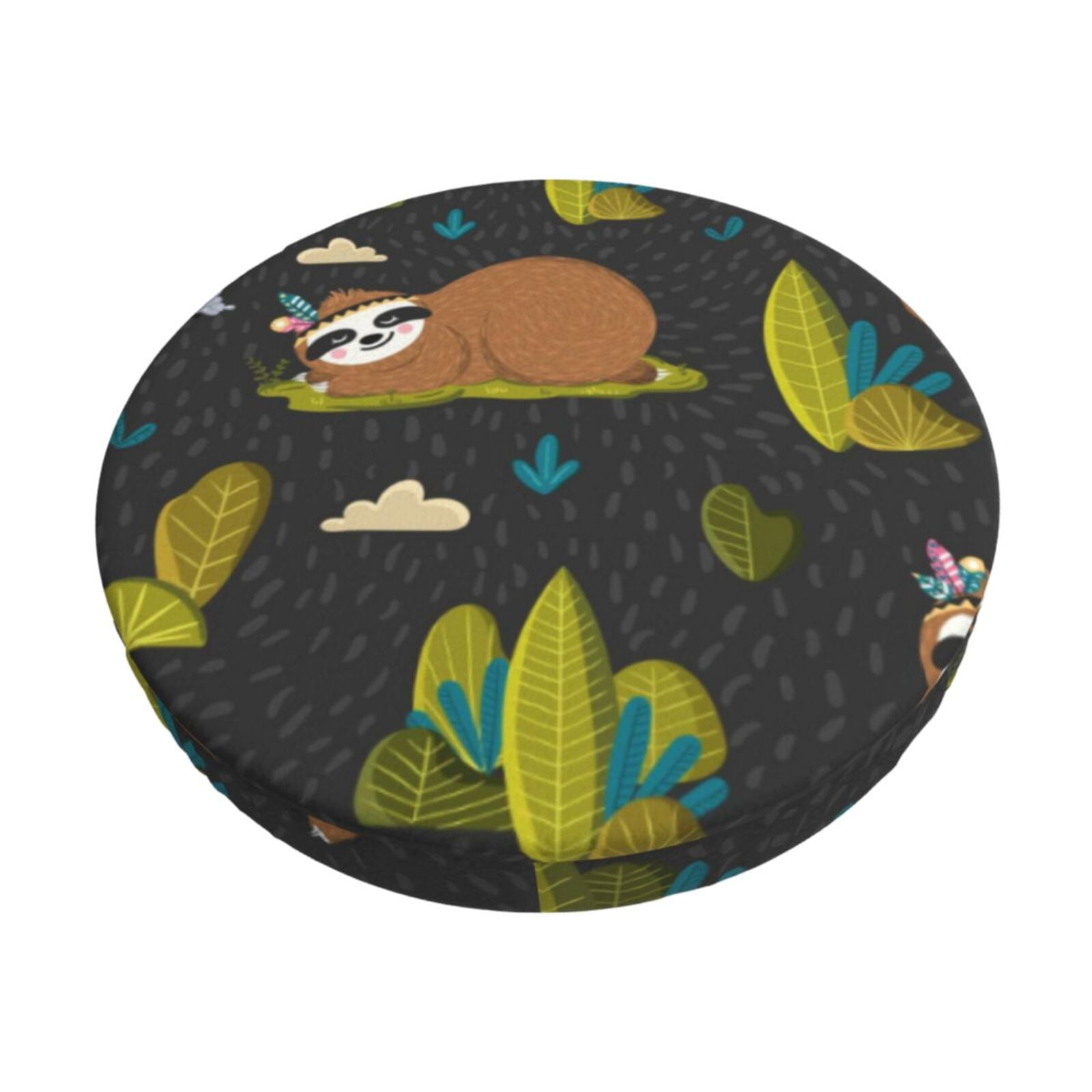 Derioi Funny Sloths In The Forest for Round Bar Chair Cushion Cover ...