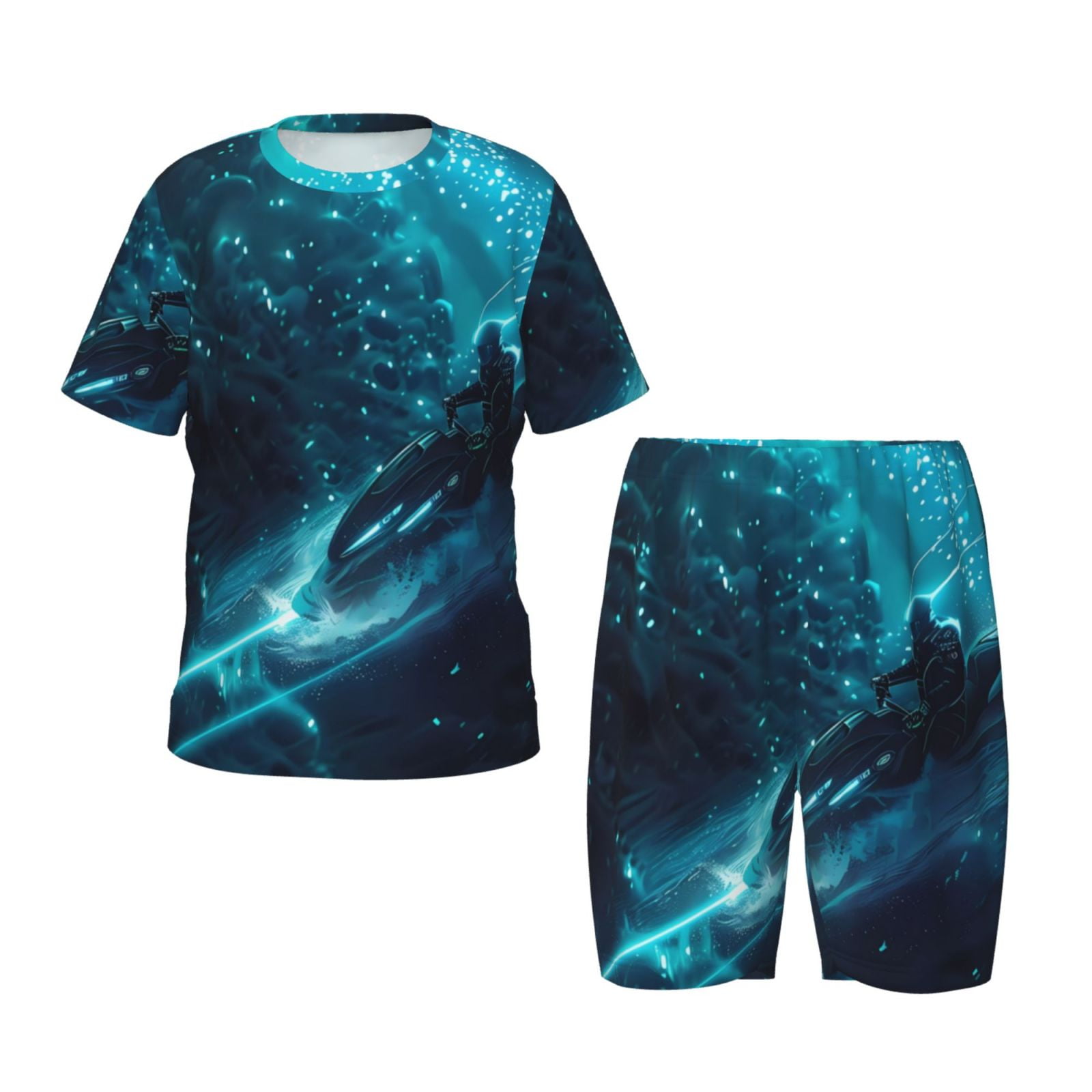 Derioi Futuristic Jet Ski Adventure for Short-Sleeved Summer Pajama Set ...