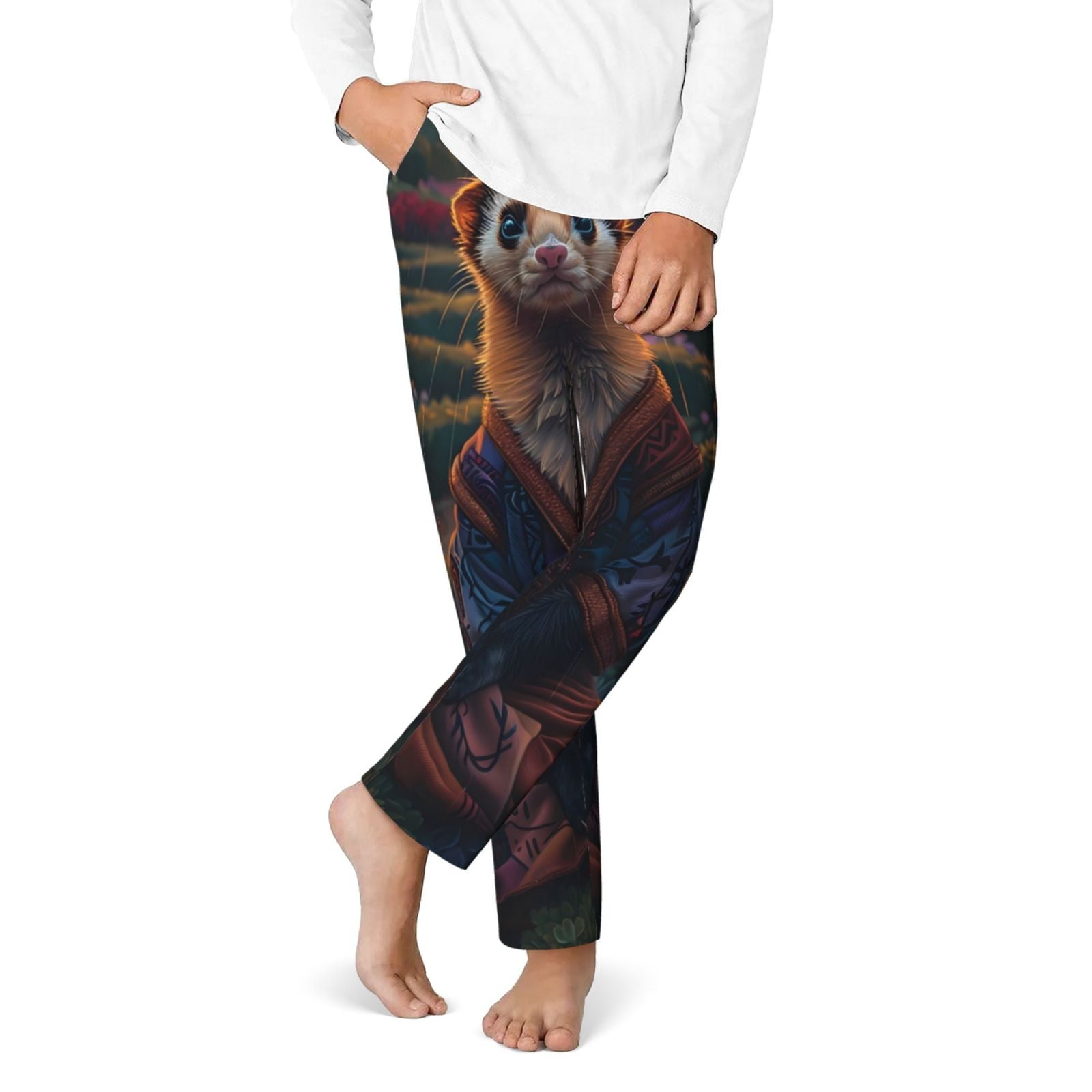 Derioi Garden Meditating Weasel for Pajama Pants Men Elastic Waistband ...
