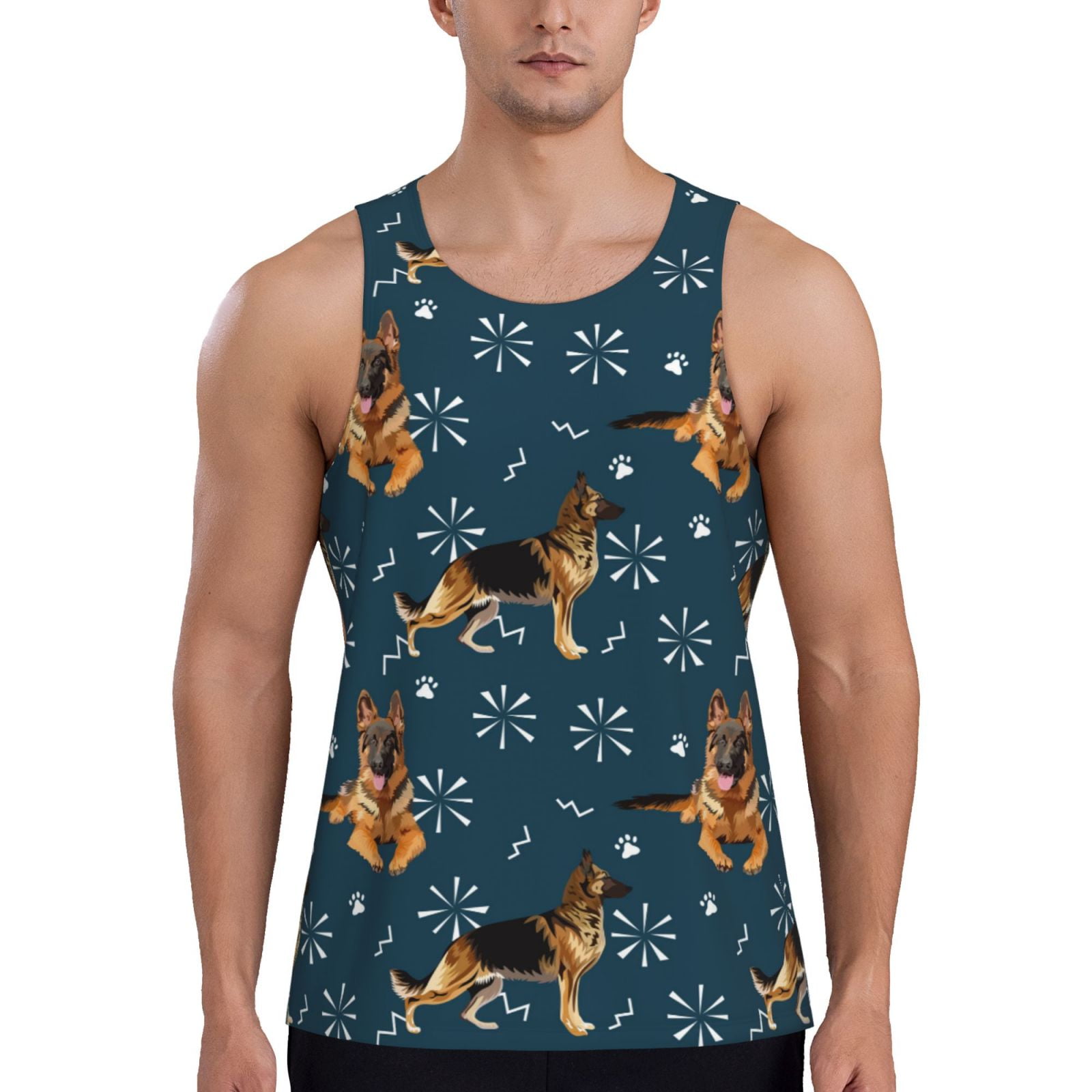 Derioi German Shepherd Dog for Men's Workout Tank Top Muscle Gym Shirt ...