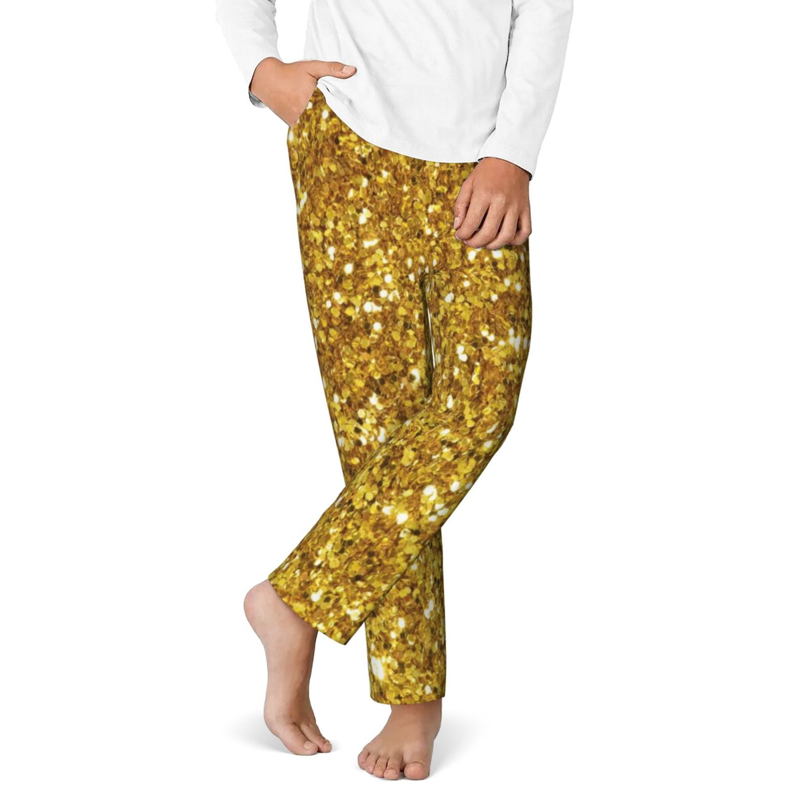 Derioi Gold Glitter for Pajama Pants Men Elastic Waistband Sleep Pajama ...