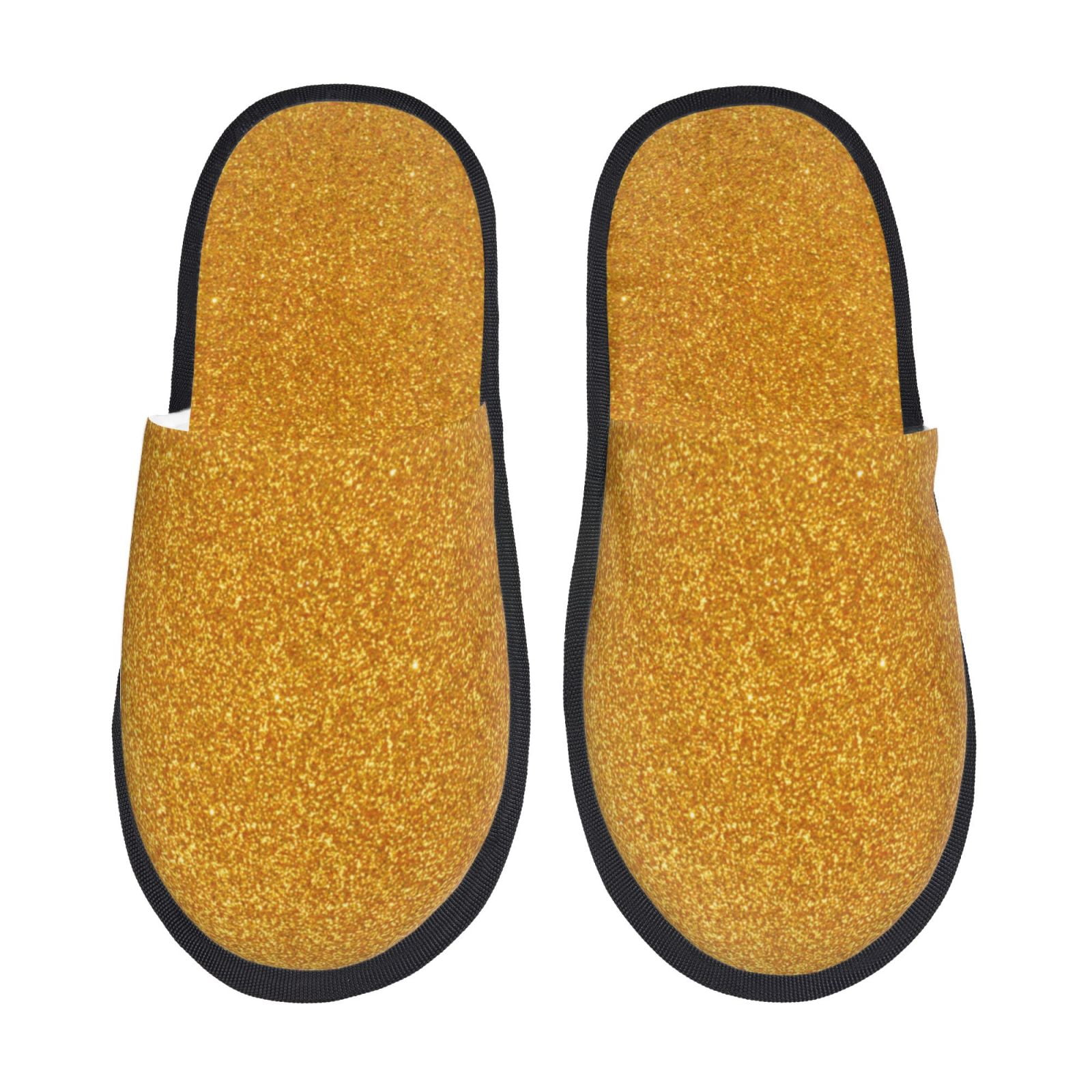 Derioi Gold Glitter for Slippers Indoor Outdoor Anti-Skid Warm Cozy ...