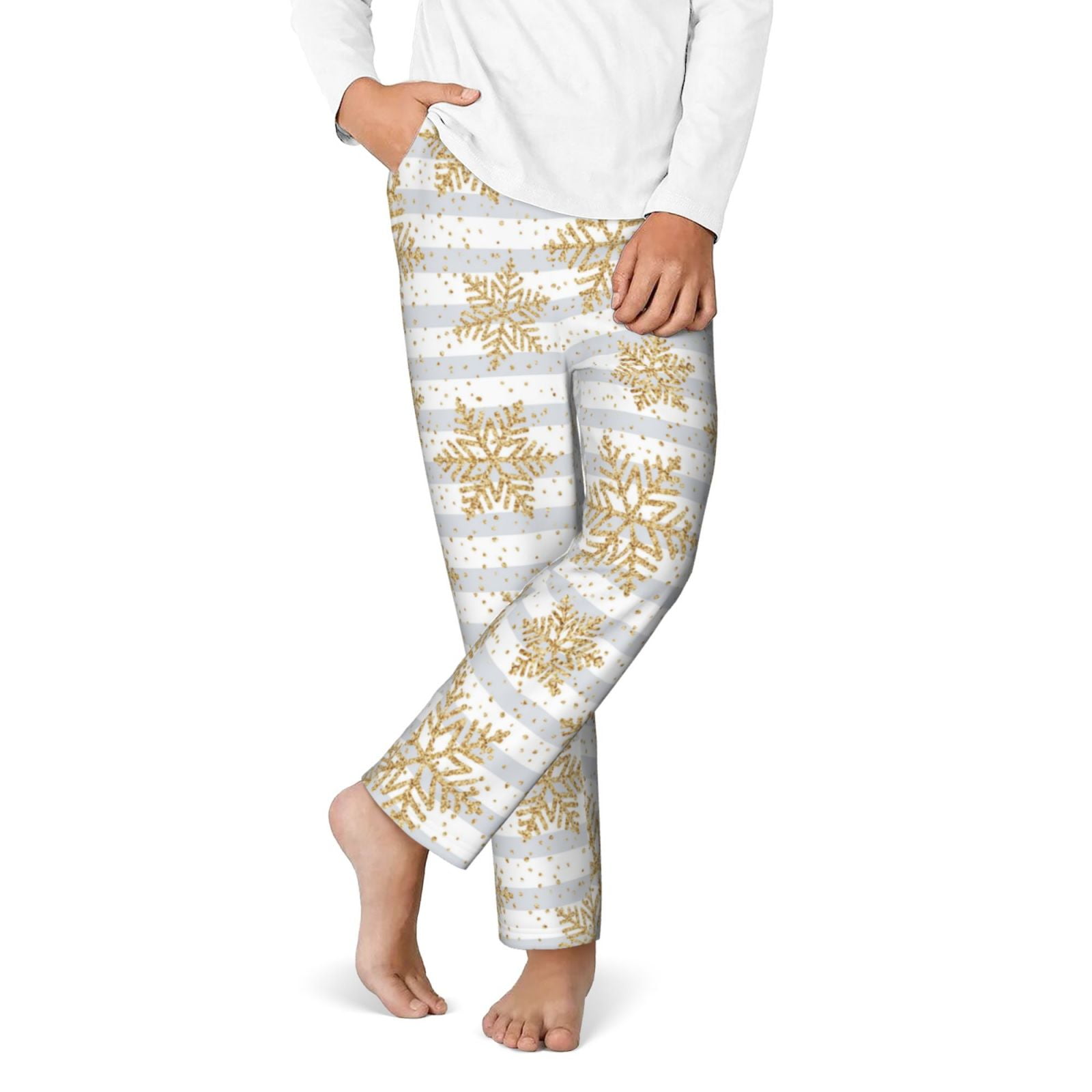 Derioi Gold Snowflake for Pajama Pants Men Elastic Waistband Sleep ...