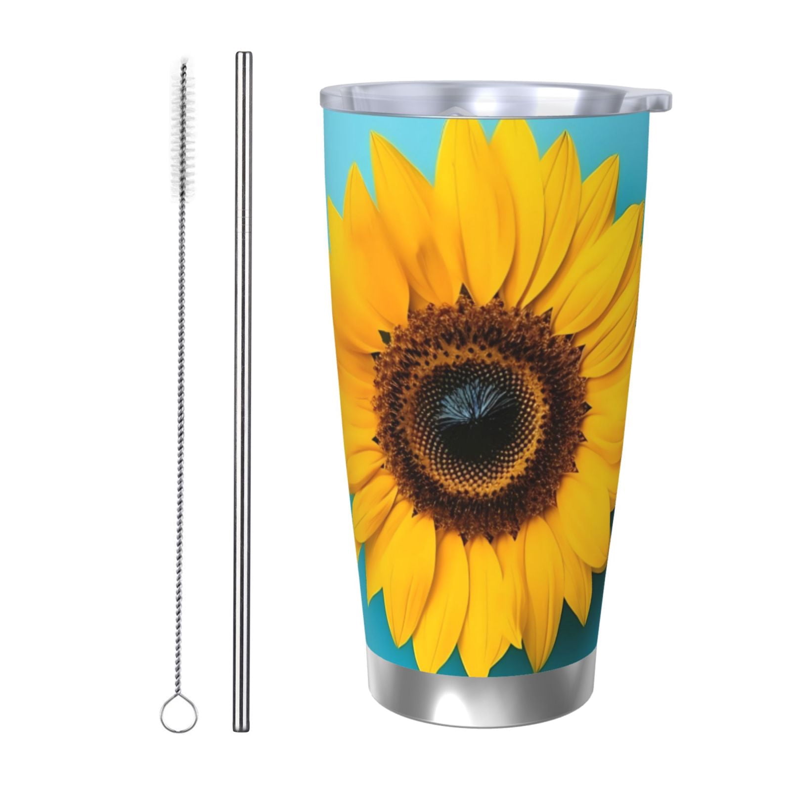 Derioi Golden Sunflower in Blue for 20oz Tumbler with Lid for Hot and ...