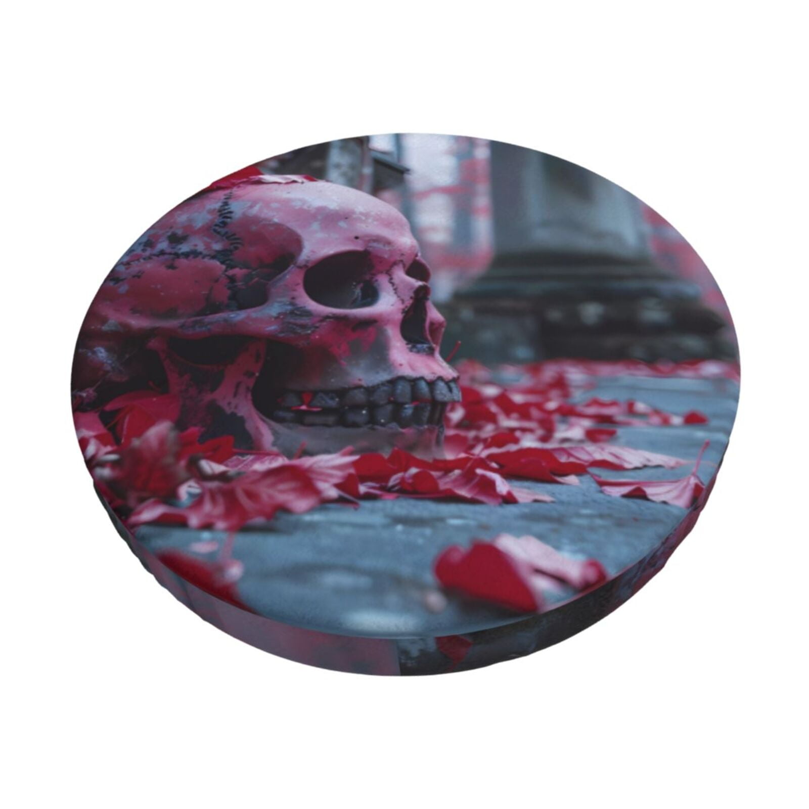 Derioi Gothic Red Skull Cemetery for Round Bar Chair Cushion Cover ...
