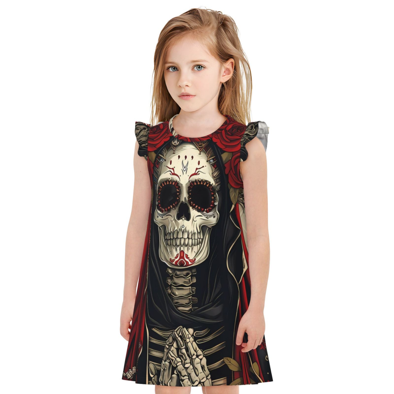 Derioi Gothic Skull With Roses for Girls Nightgowns Night Dress ...