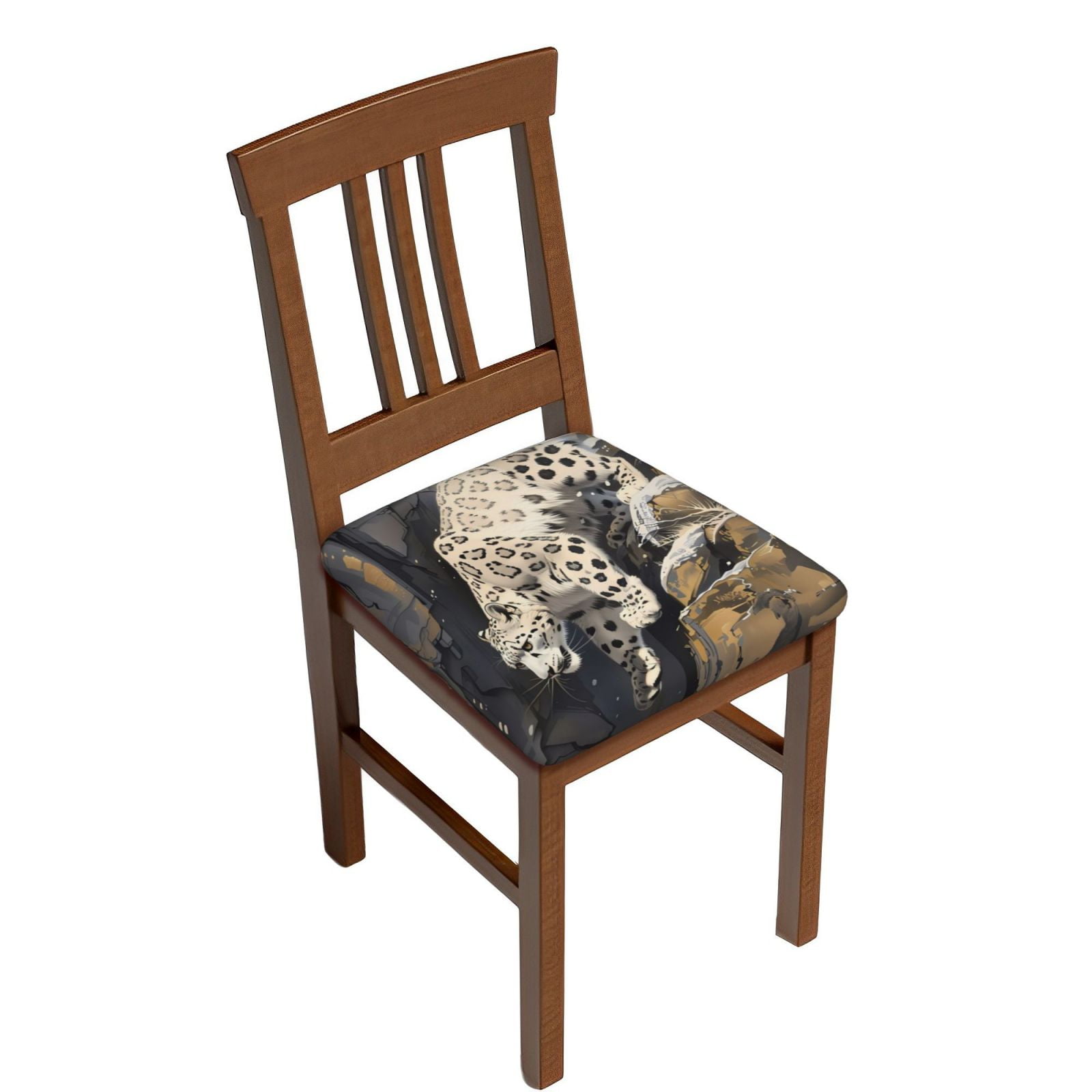 Derioi Graceful Snow Leopard for Square Chair Cushion Protector Chair ...