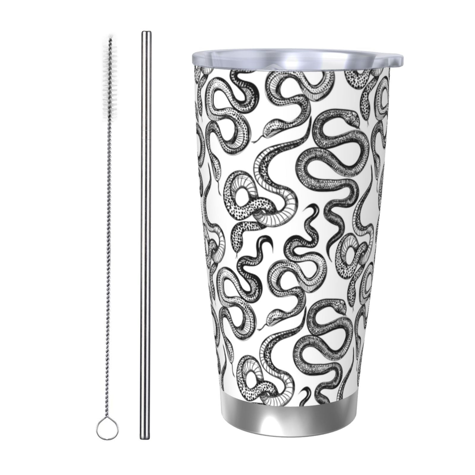 Derioi Hand Drawn Snake for 20oz Tumbler with Lid for Hot and Cold ...
