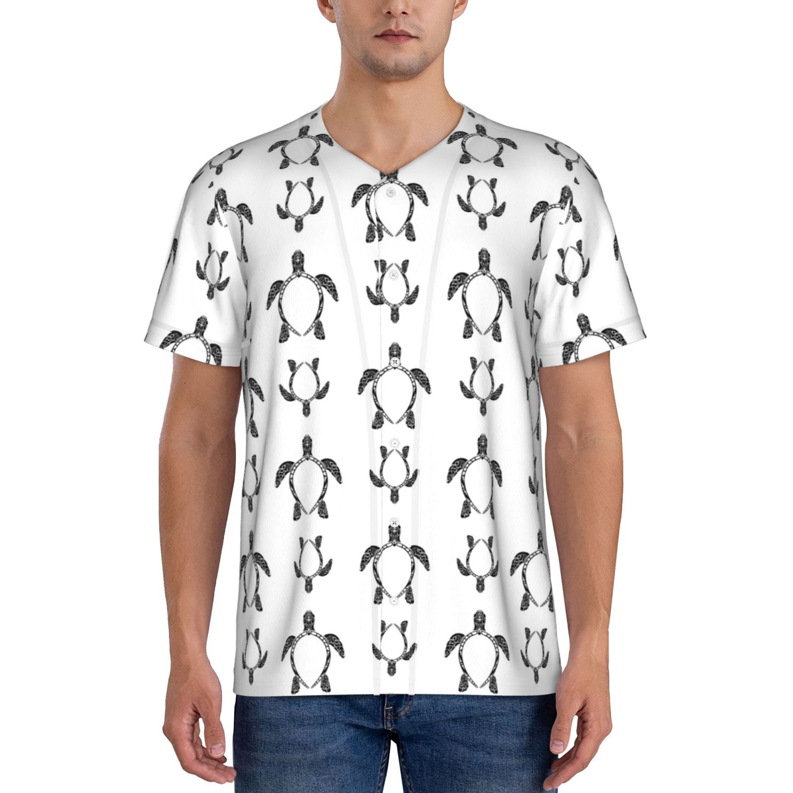 Derioi Hand Drawn Turtle for Men's Baseball T-shirt Short Sleeves ...