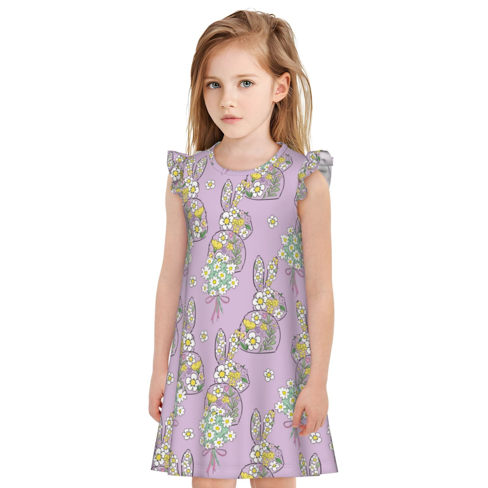 Derioi Hand drawn bunny for Girls Nightgowns Night Dress Sleepwear ...