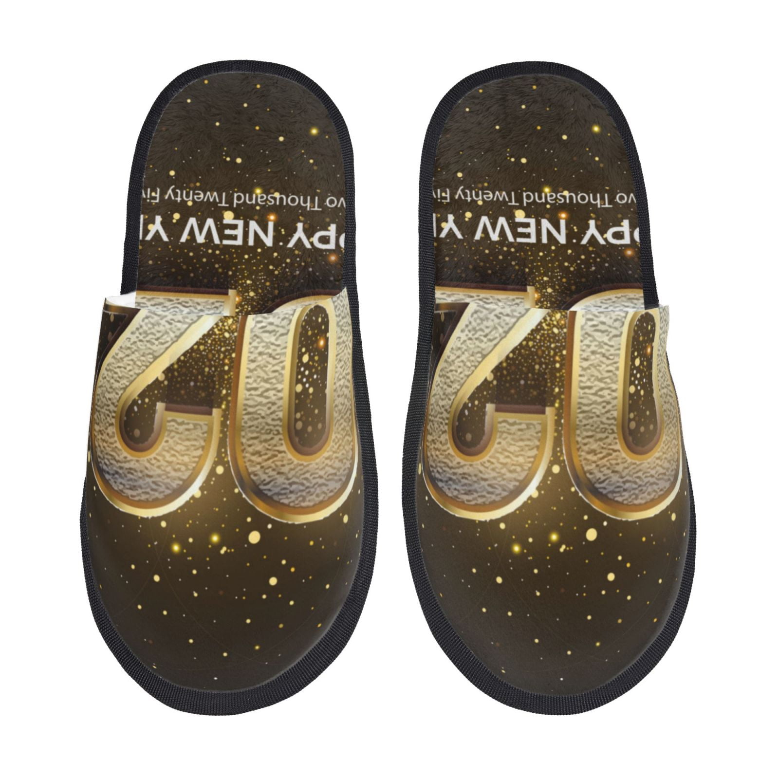Derioi Happy New Year 2025 E for Slippers Indoor Outdoor Anti-Skid Warm ...