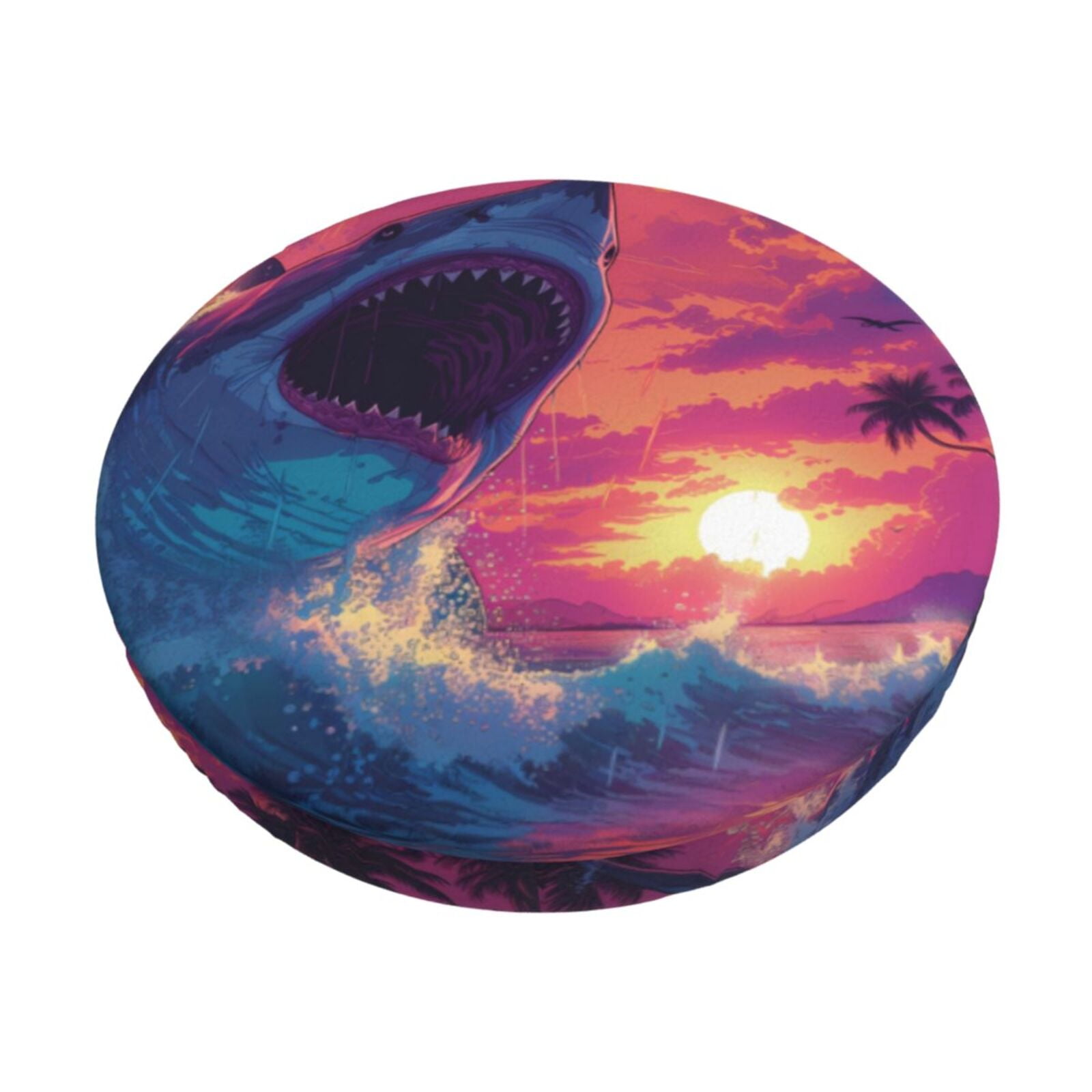 Derioi Hawaiian Island Beach Shark for Round Bar Chair Cushion Cover ...