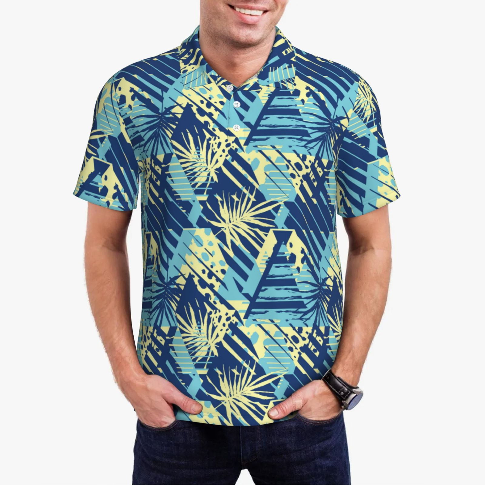 Derioi Hawaiian Style for Men's Polo Shirts Short Sleeve Golf Shirt for ...