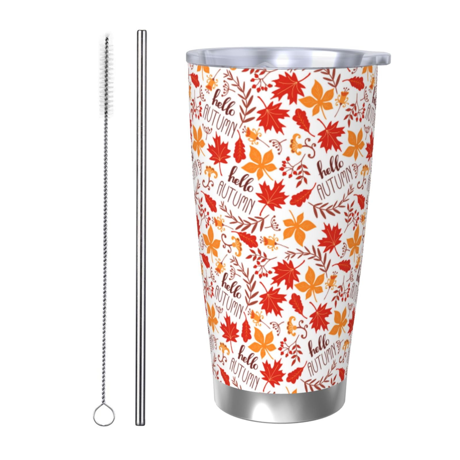 Derioi Hello Autumn Maple Leaf for 20oz Tumbler with Lid for Hot and ...