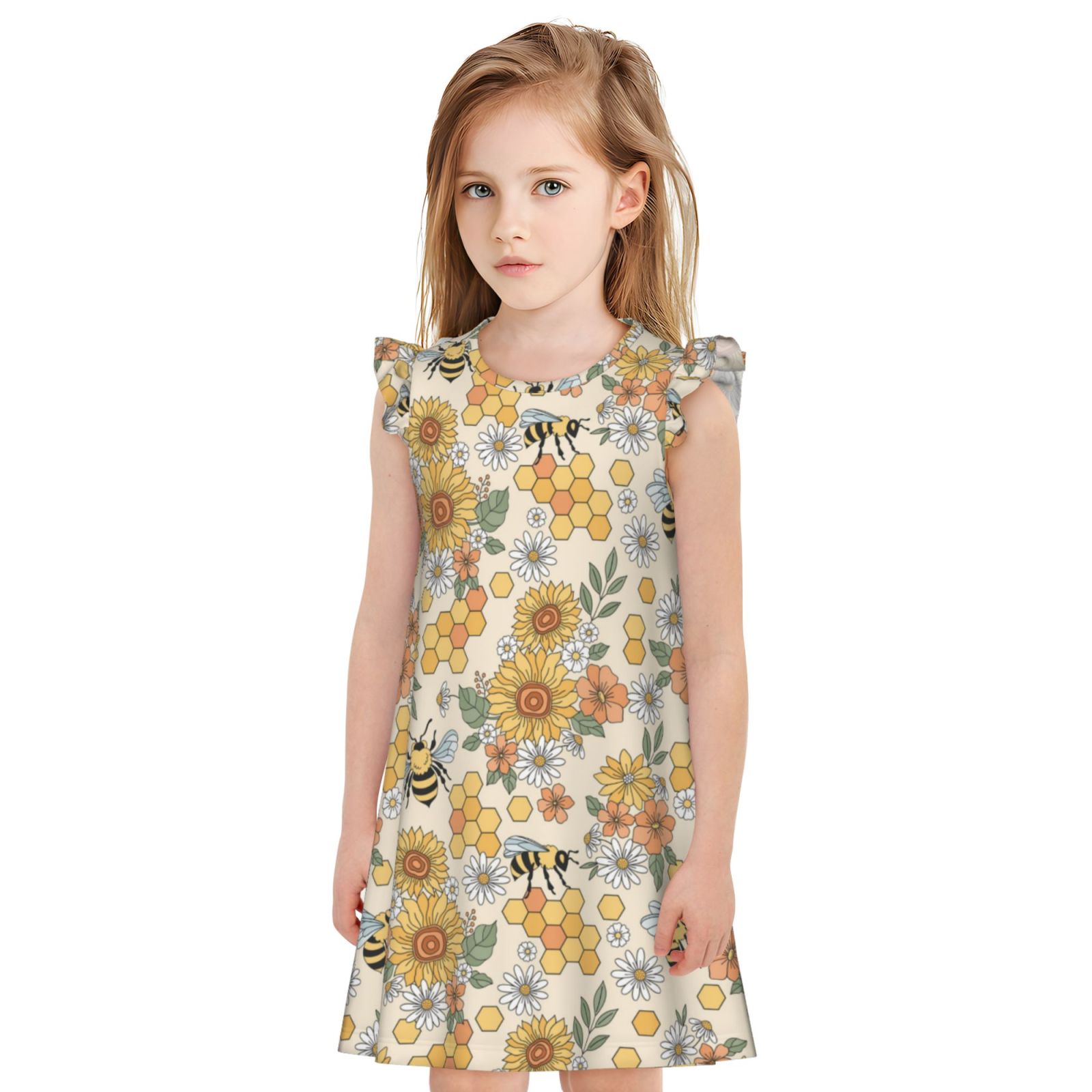 Derioi Hippie Bee Honeycomb for Girls Nightgowns Night Dress Sleepwear ...