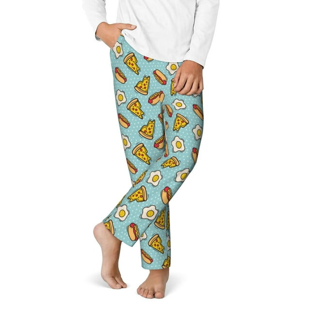Derioi Hot Dog Pizza for Pajama Pants Men Elastic Waistband Sleep ...