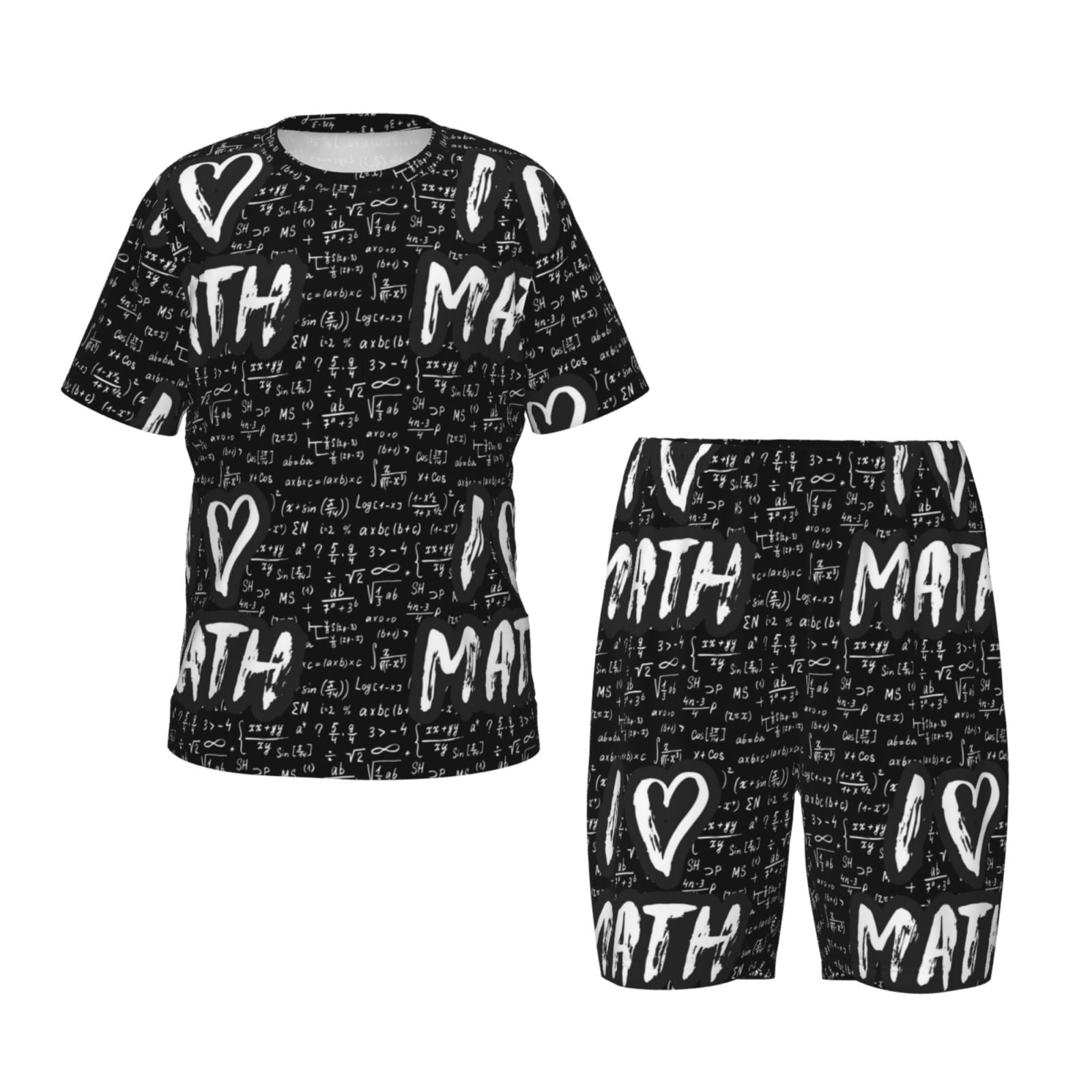 Derioi I love Math for Short-Sleeved Summer Pajama Set for Girls and ...