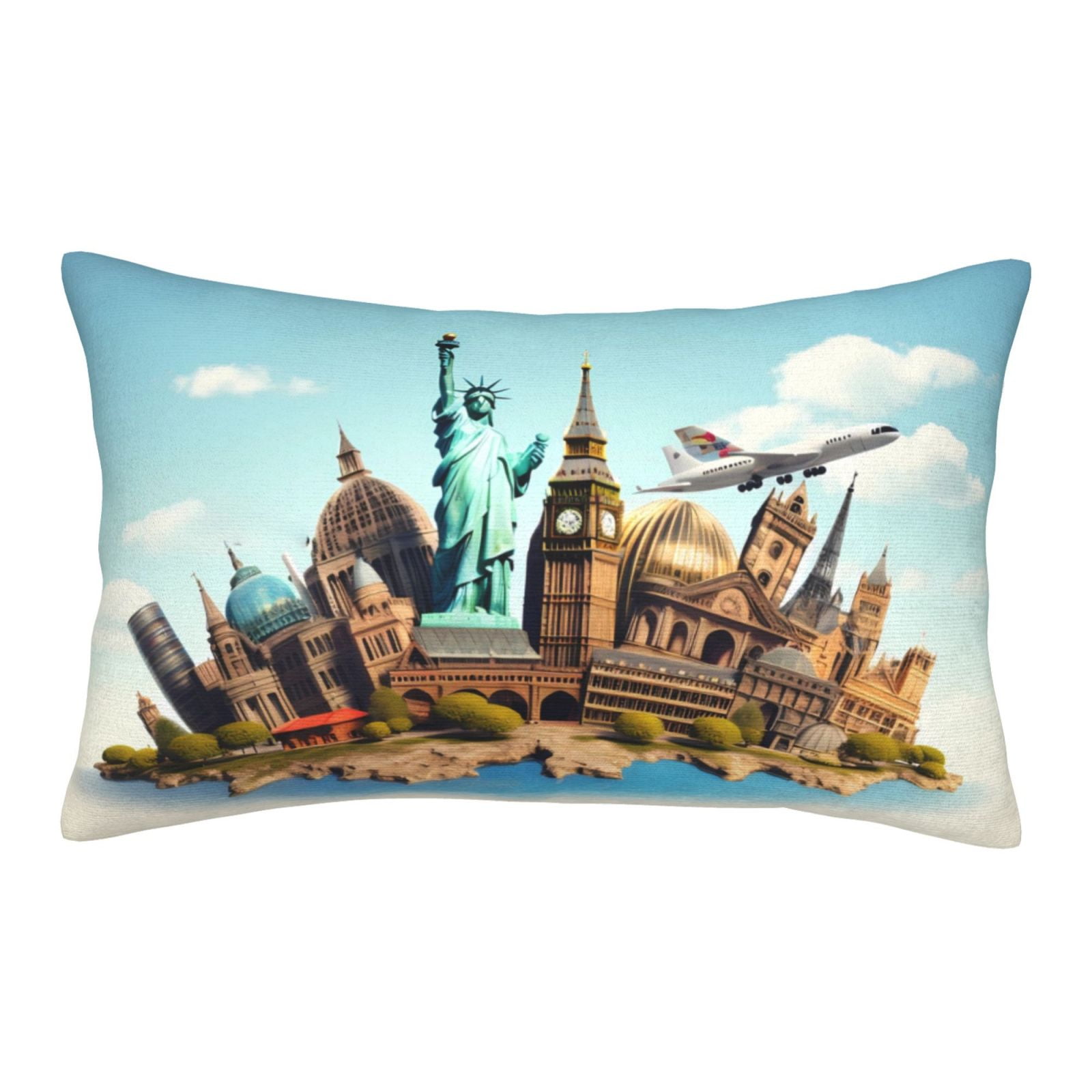 Derioi Iconic Global Landmarks for Double-sided Pillow Cover with ...