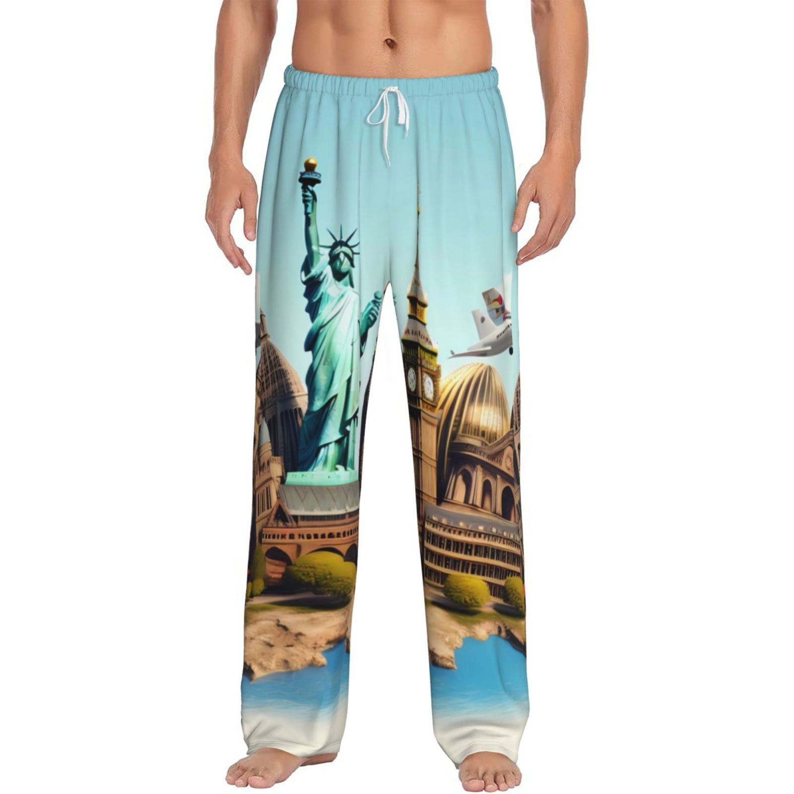 Derioi Iconic Global Landmarks for Men's Pajama Pants with Pockets and ...