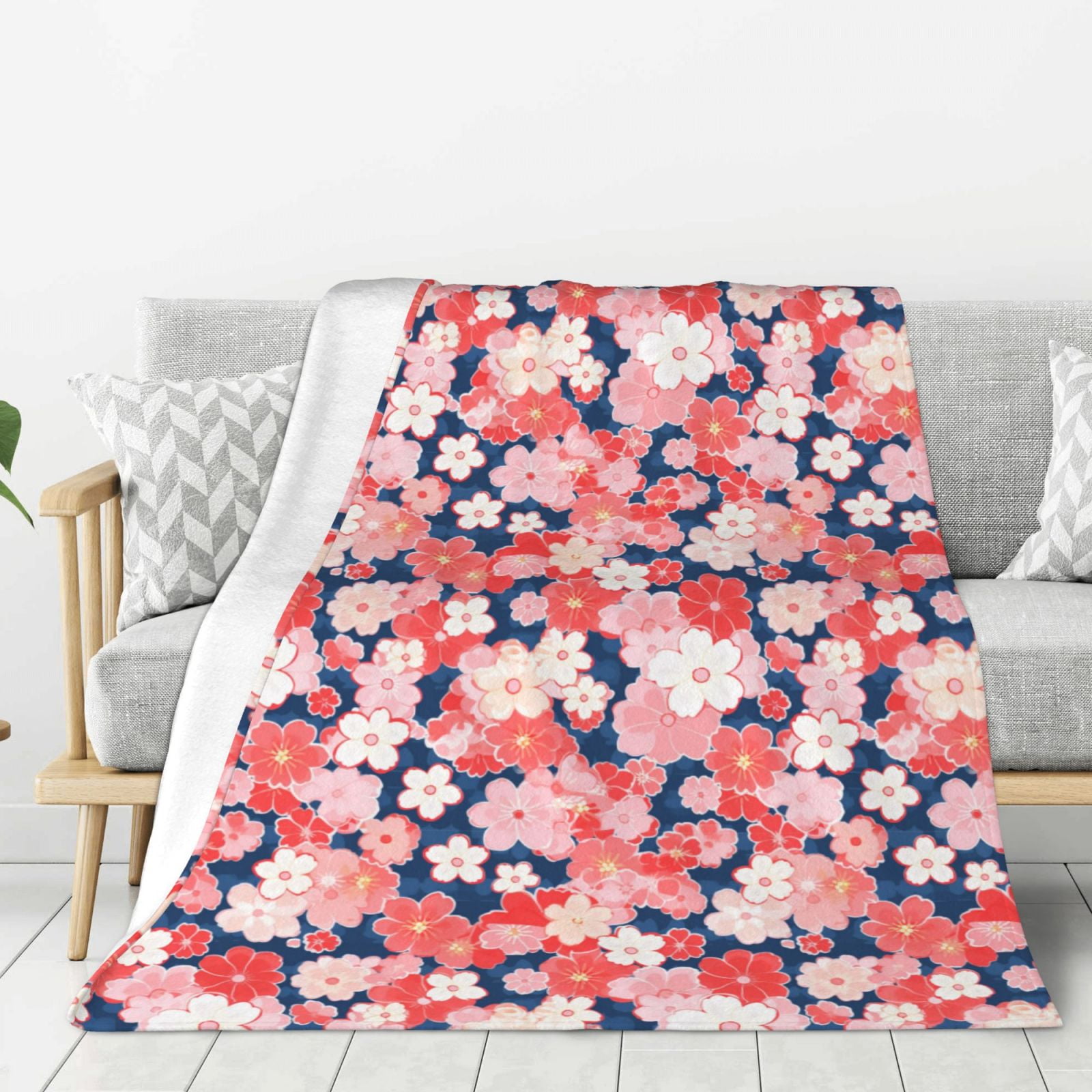 Derioi Japanese Cherry Blossoms for Fleece Throw Blanket ,for Couch ...