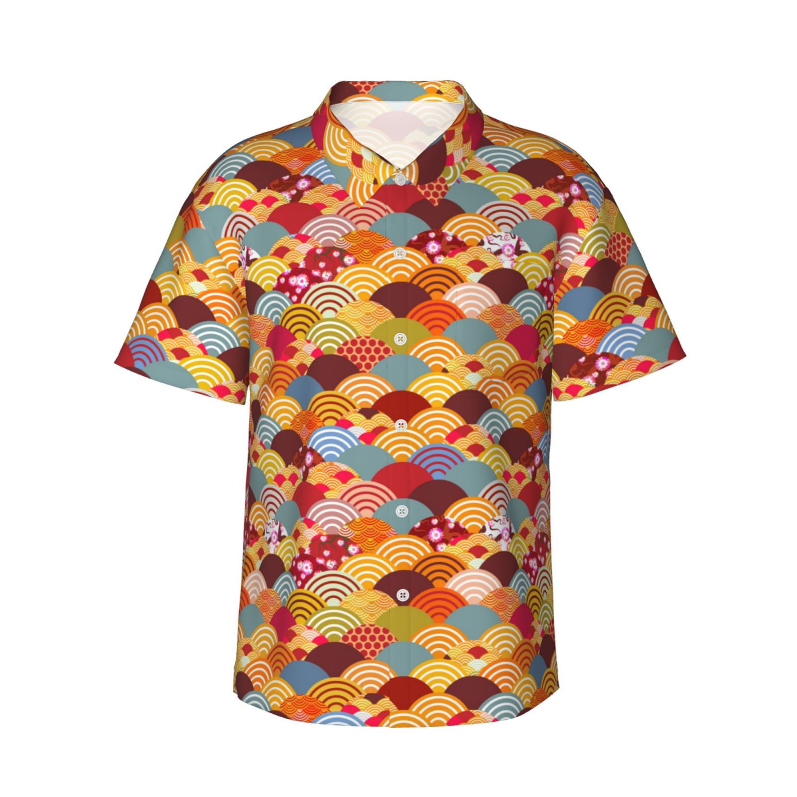 Derioi Japanese Style Fish Scales for Hawaiian Shirt for Men Casual ...