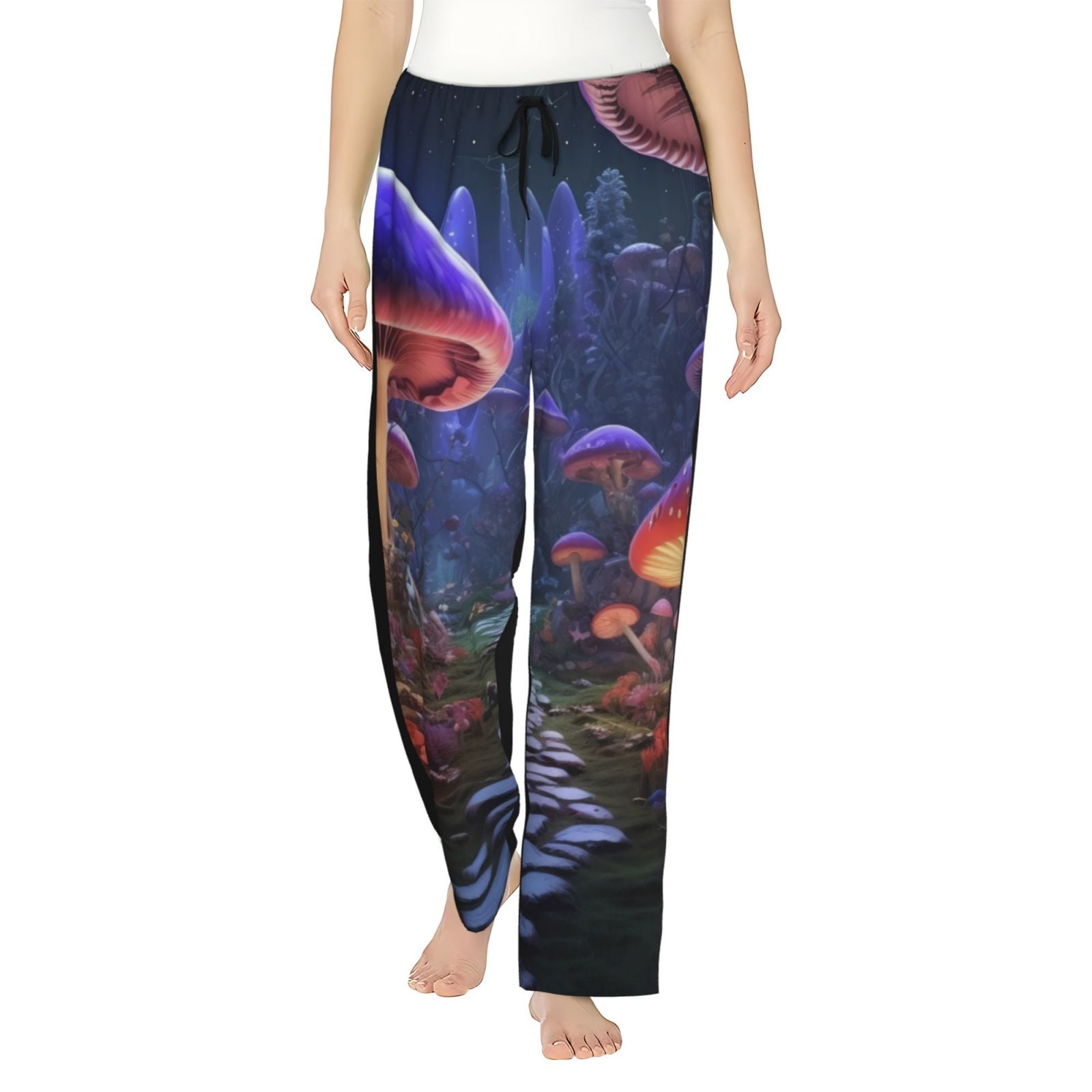 Derioi Jungle Path Glowing Mushrooms for Women's Pajama Pants with ...