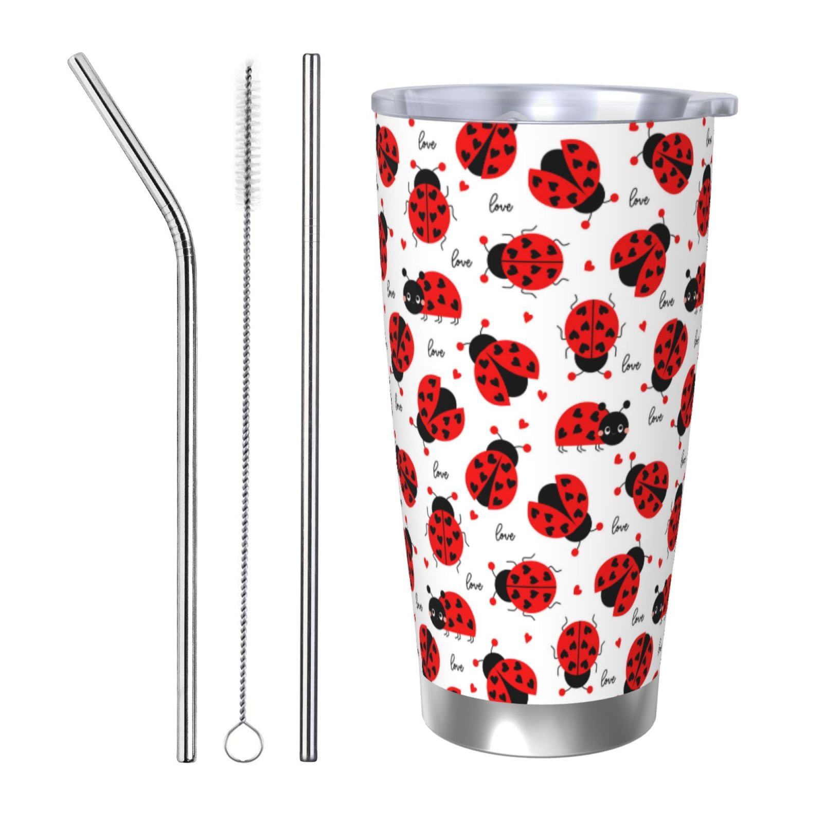 Derioi Ladybug And Heart for 20oz Tumbler with Lid for Hot and Cold ...