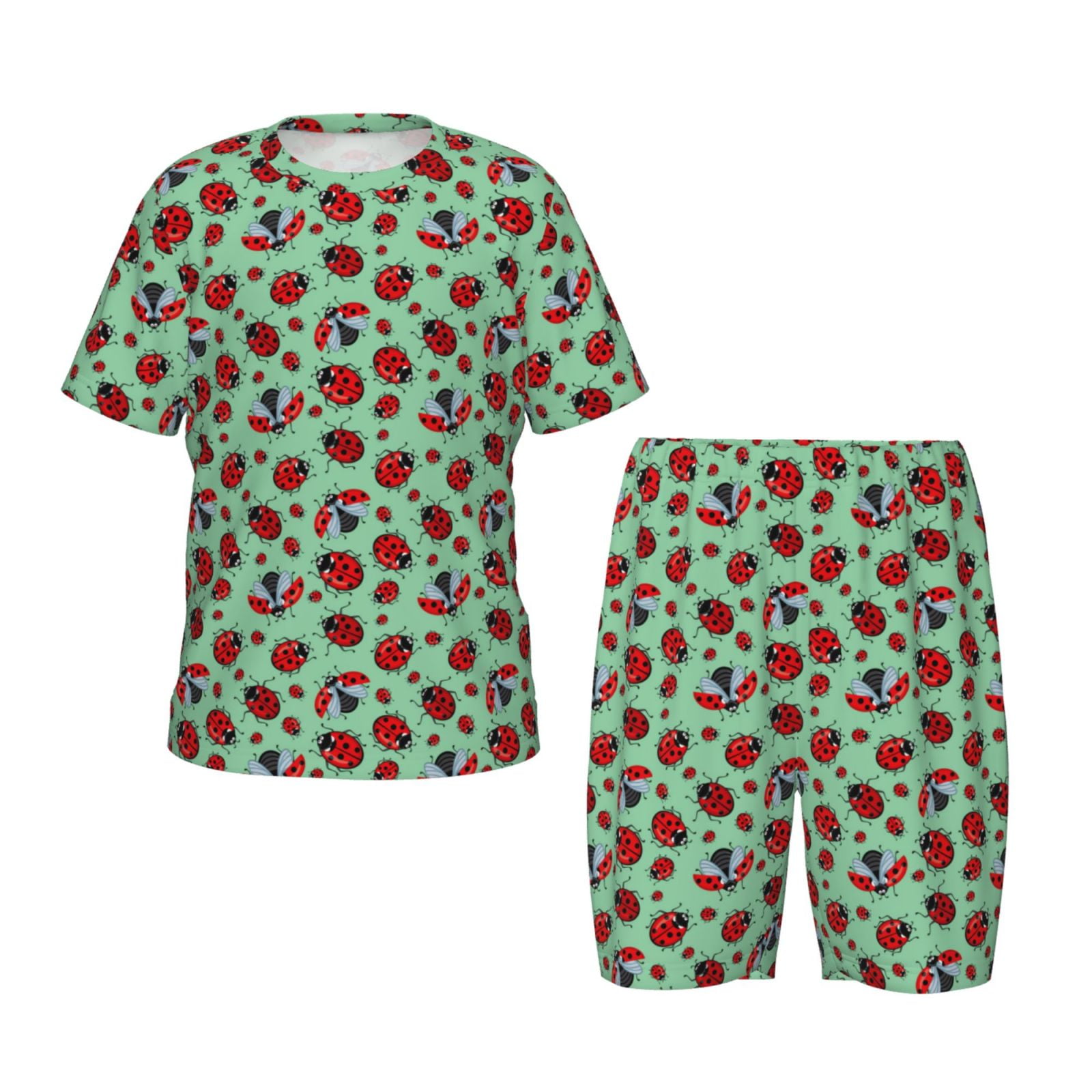 Derioi Ladybugs 3 for Short-Sleeved Summer Pajama Set for Girls and ...