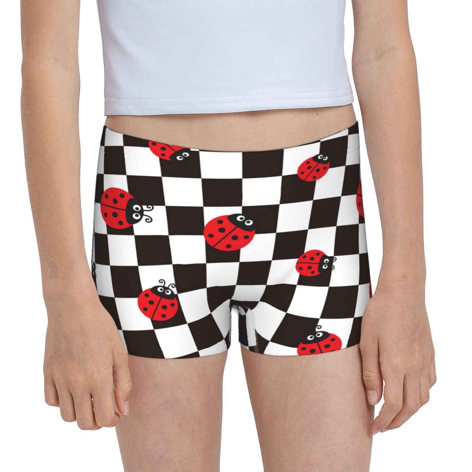 Derioi Ladybugs Of Black And White Checkers for Girls' Soft Mid-Rise ...