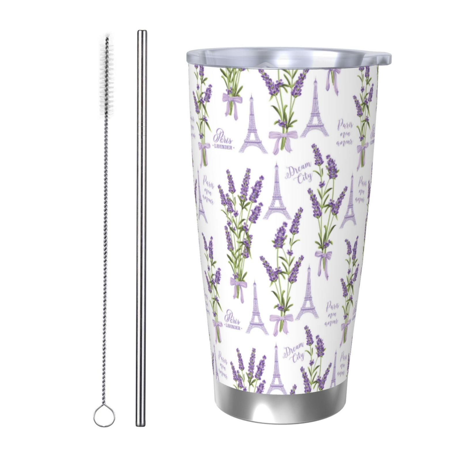 Derioi Lavender Flowers for 20oz Tumbler with Lid for Hot and Cold ...