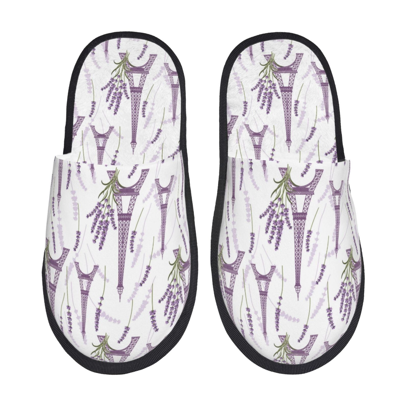 Derioi Lavender Flowers for Slippers Indoor Outdoor Anti-Skid Warm Cozy ...