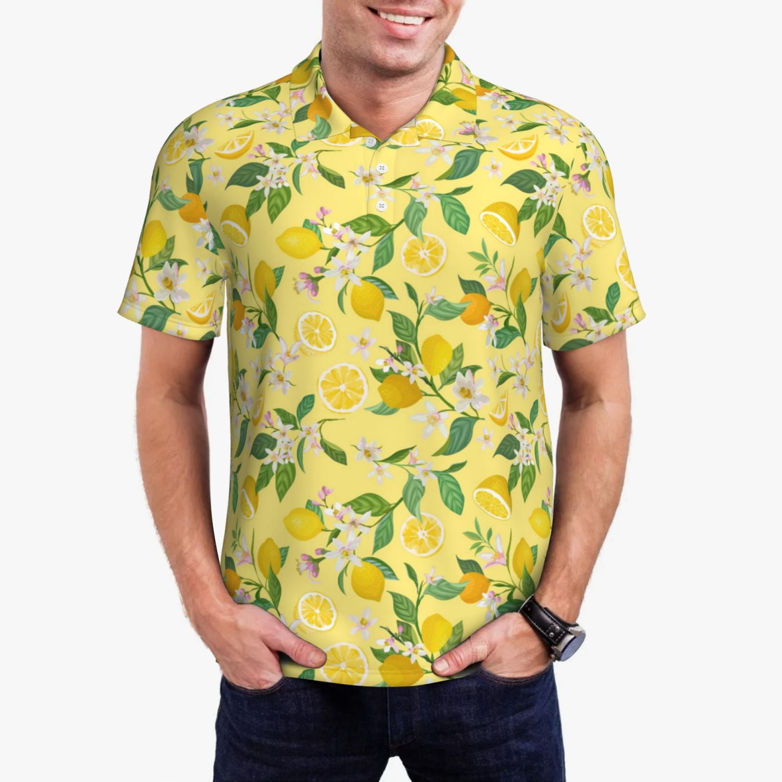 Derioi Lemon (2) for Men's Polo Shirts Short Sleeve Golf Shirt for ...
