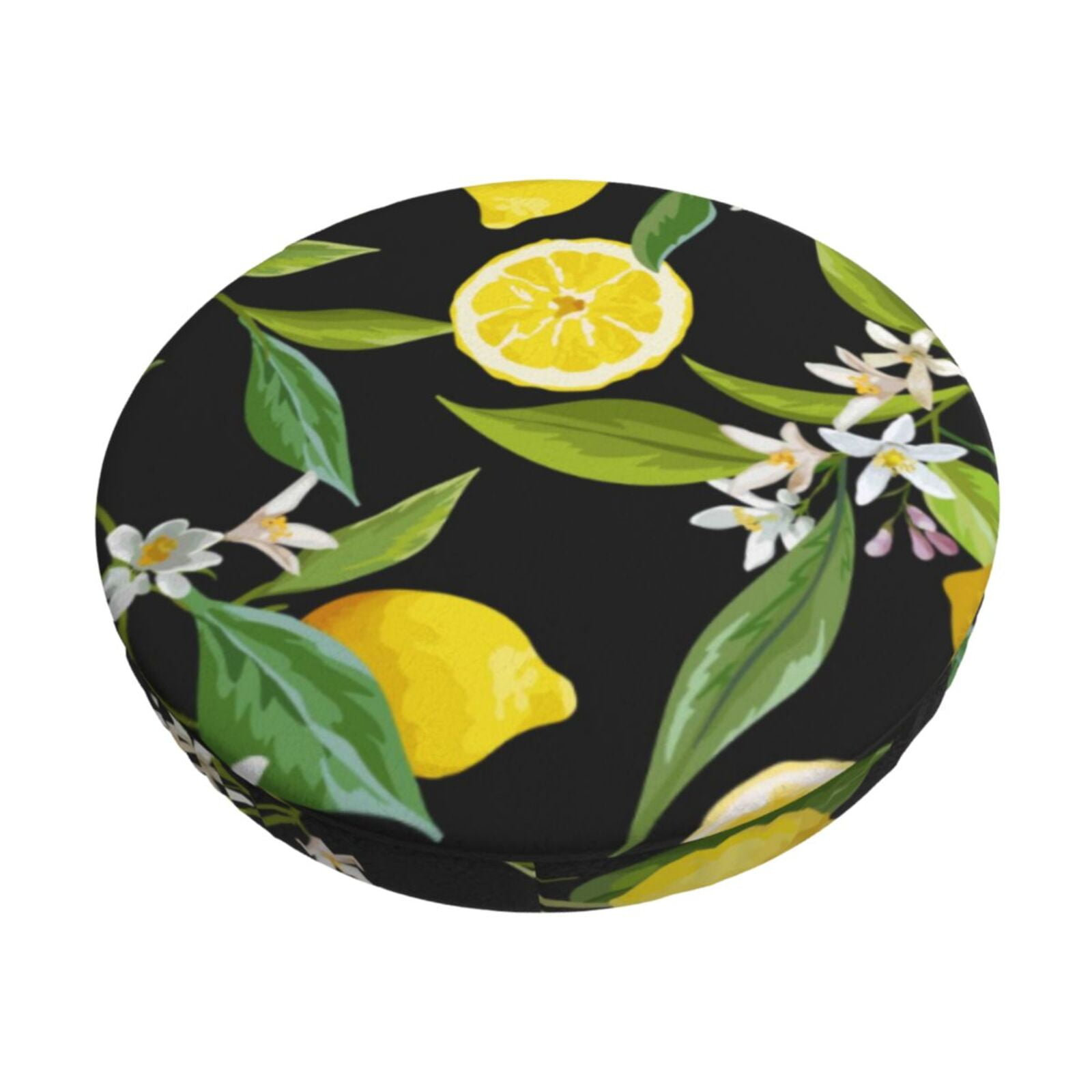 Derioi Lemon Fruits Flowers Leaves for Round Bar Chair Cushion Cover ...