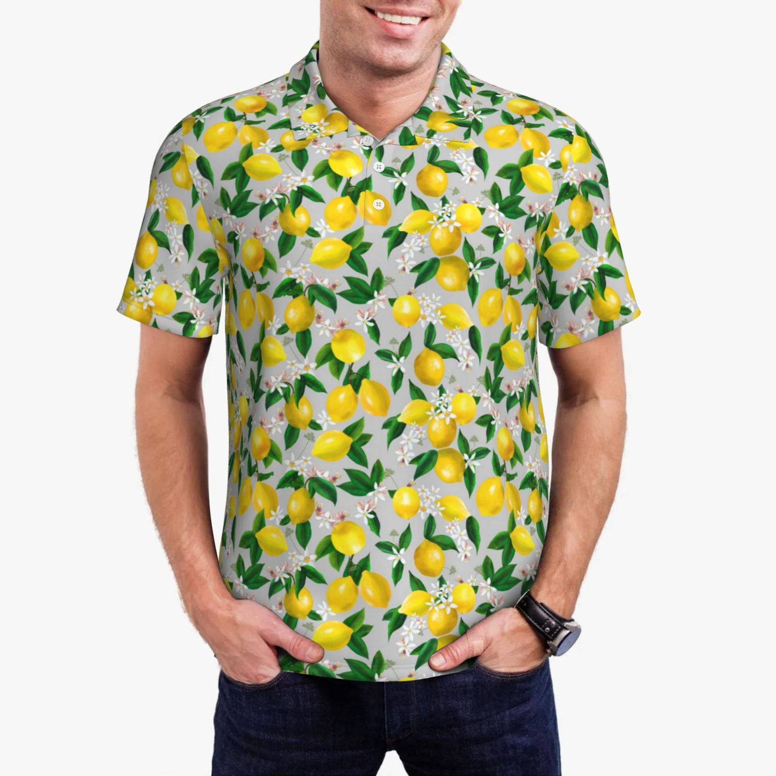Derioi Lemon1 for Men's Polo Shirts Short Sleeve Golf Shirt for Casual ...